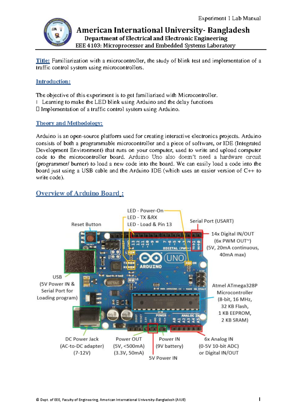 EEE 4103 Lab Manual: Microcontroller Familiarization & Traffic Control ...
