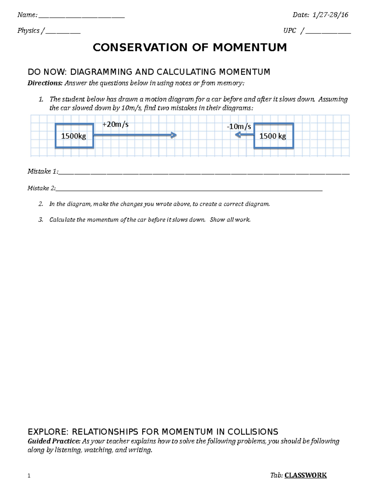 15 16 Physics Q3W21D3 Conservation of Momentum: Key Concepts and ...