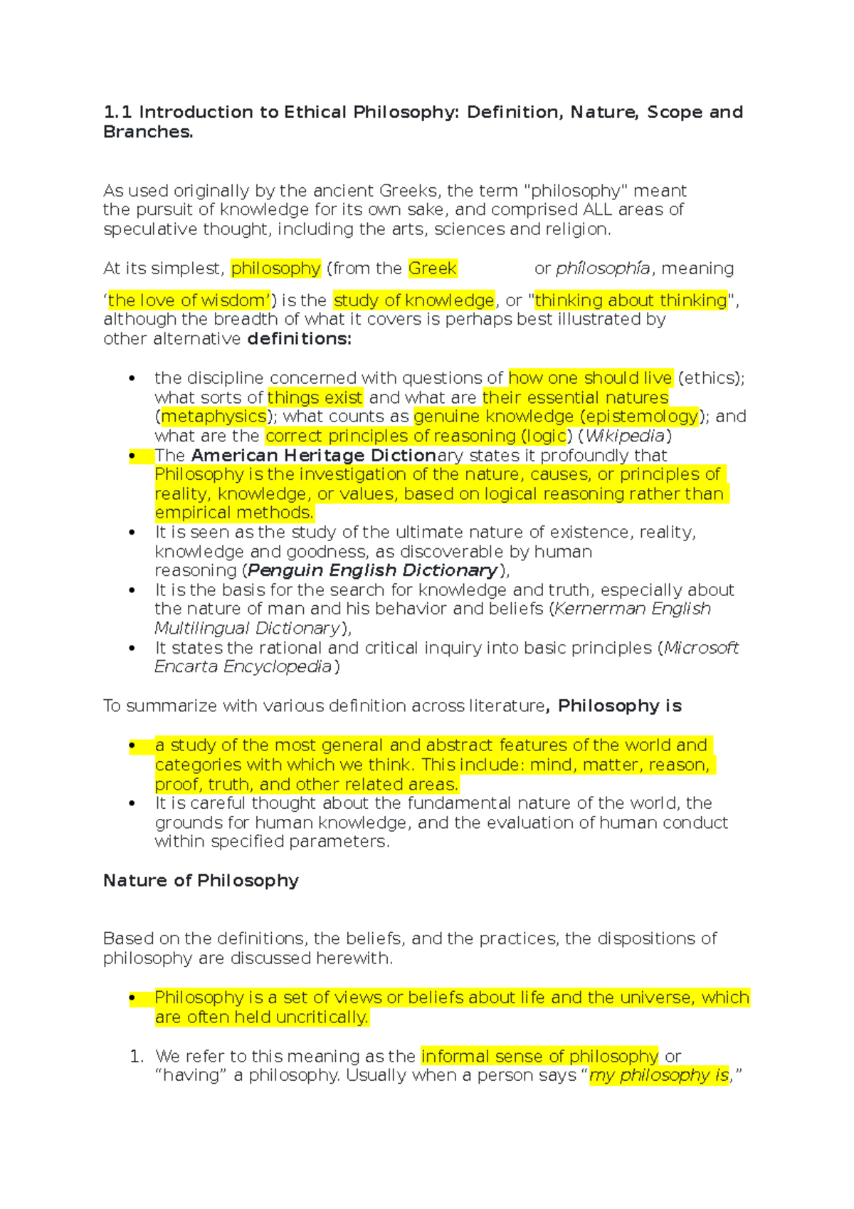 MOD 1 PFE: Introduction to Ethical Philosophy and Key Concepts - Studocu