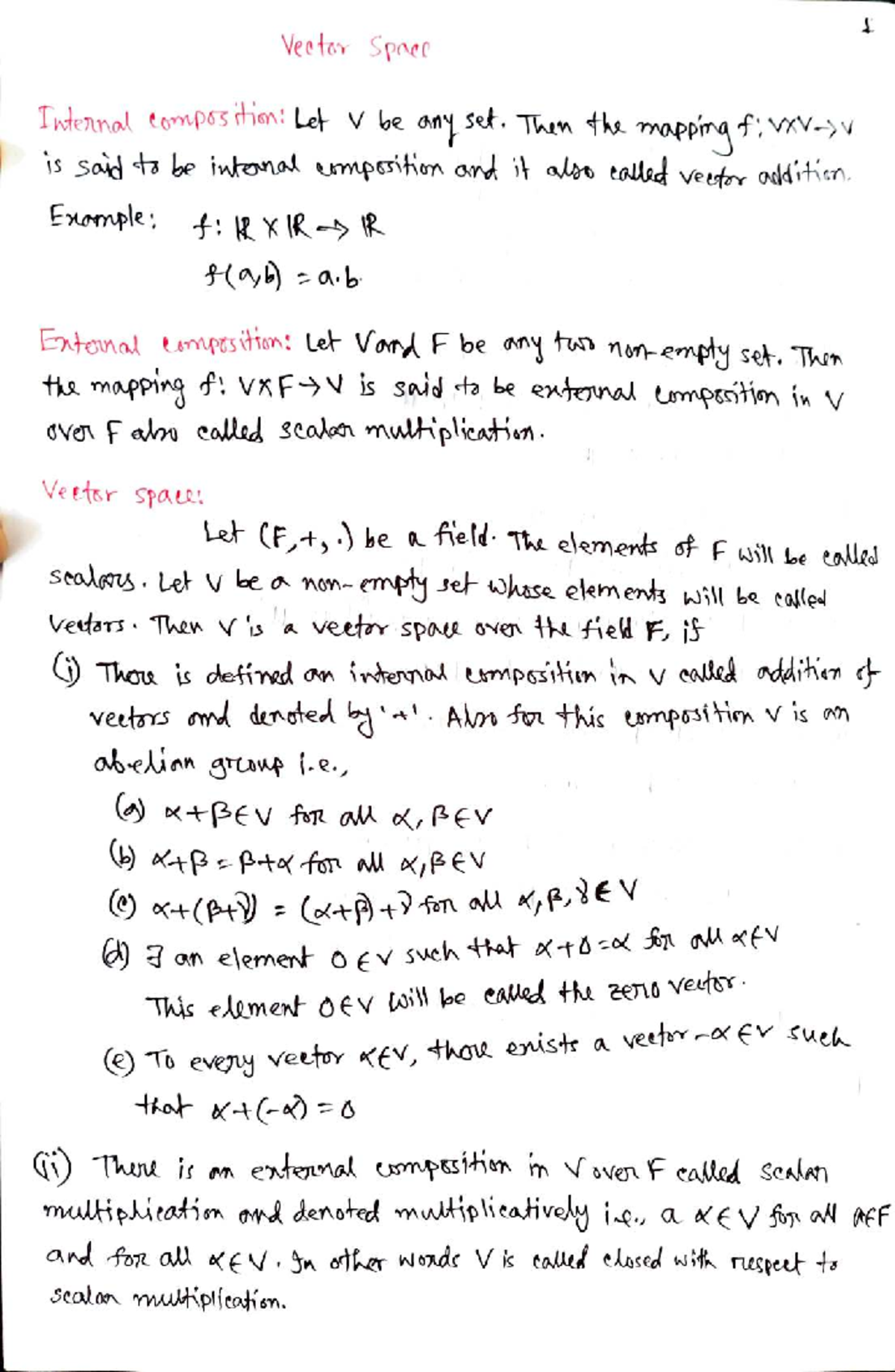 MATH 101: Understanding Vector Spaces and Their Properties - Studocu