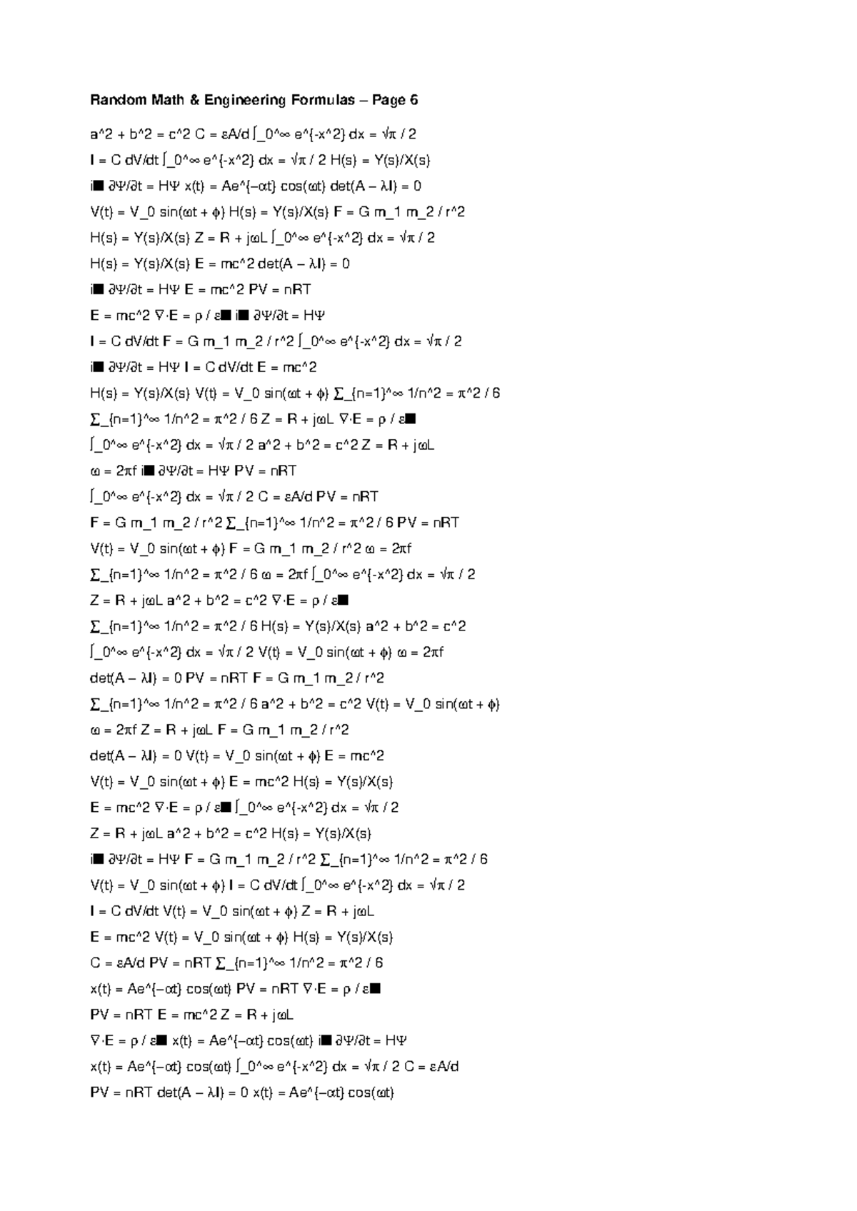 Random Math & Engineering Formulas – Page 6 Notes - Studocu