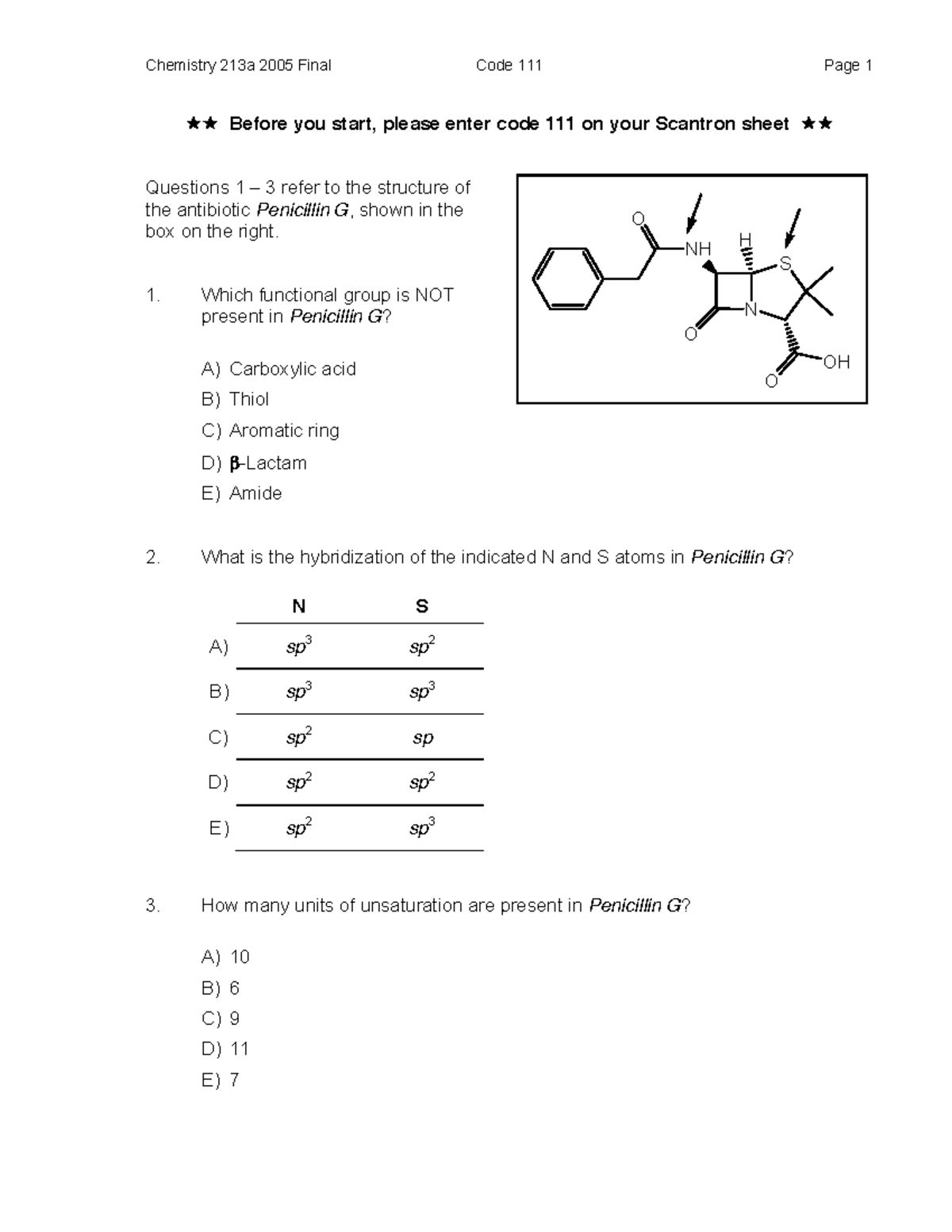 Chemistry 213a 2005 Final Exam Review Notes - Studocu