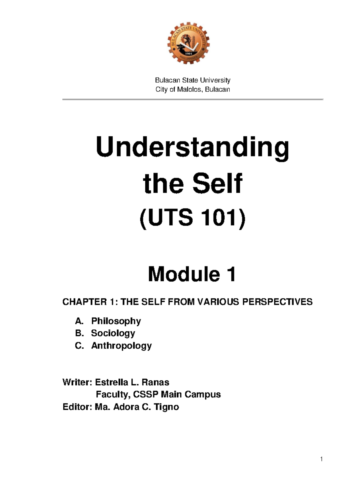 UTS - First sem in first year - Bulacan State University City of ...