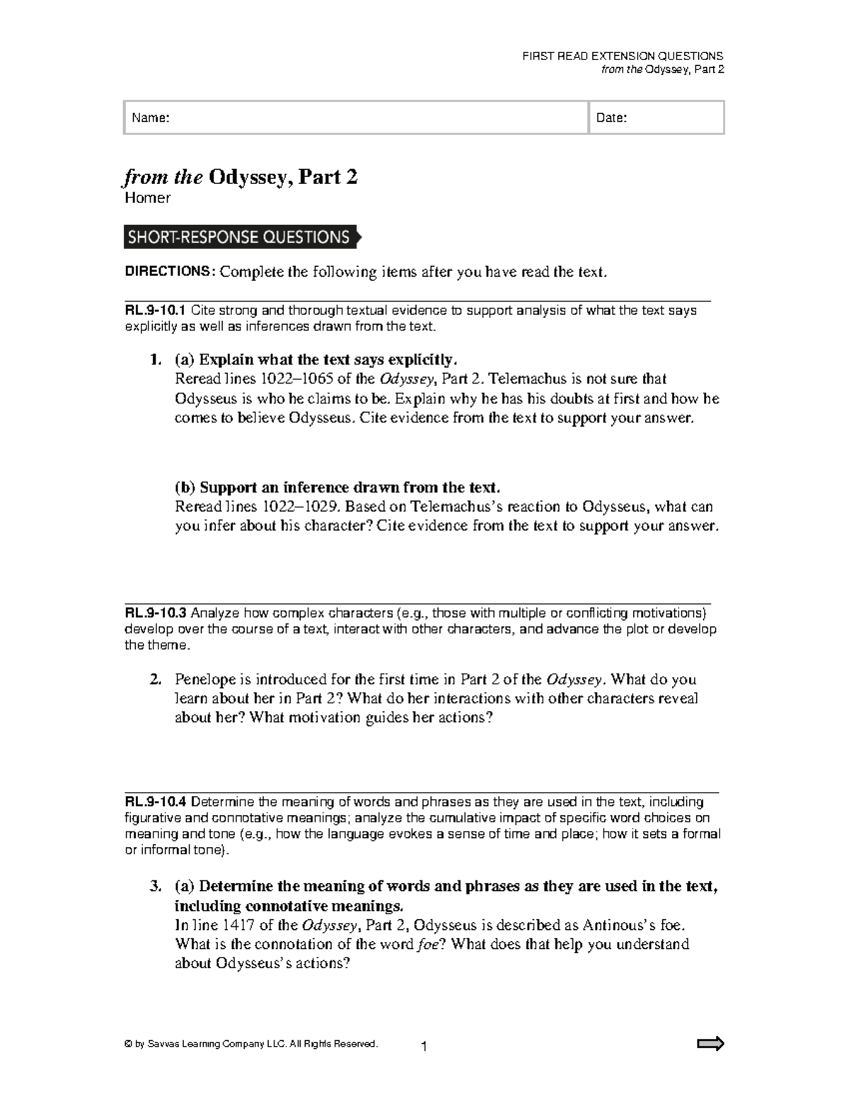 Odyssey Part 2 Discussion Questions and Analysis - Studocu