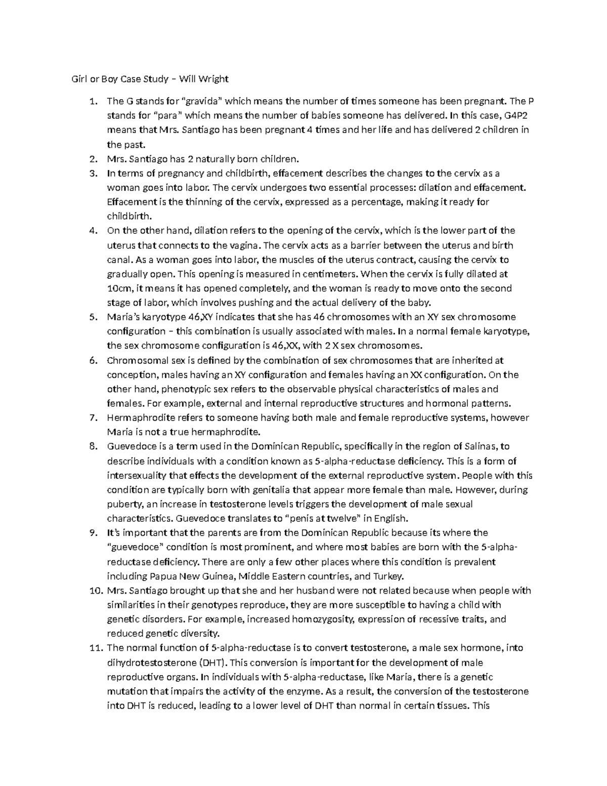 Boy or Girl Case Study - Understanding Gender Biology Insights - Studocu