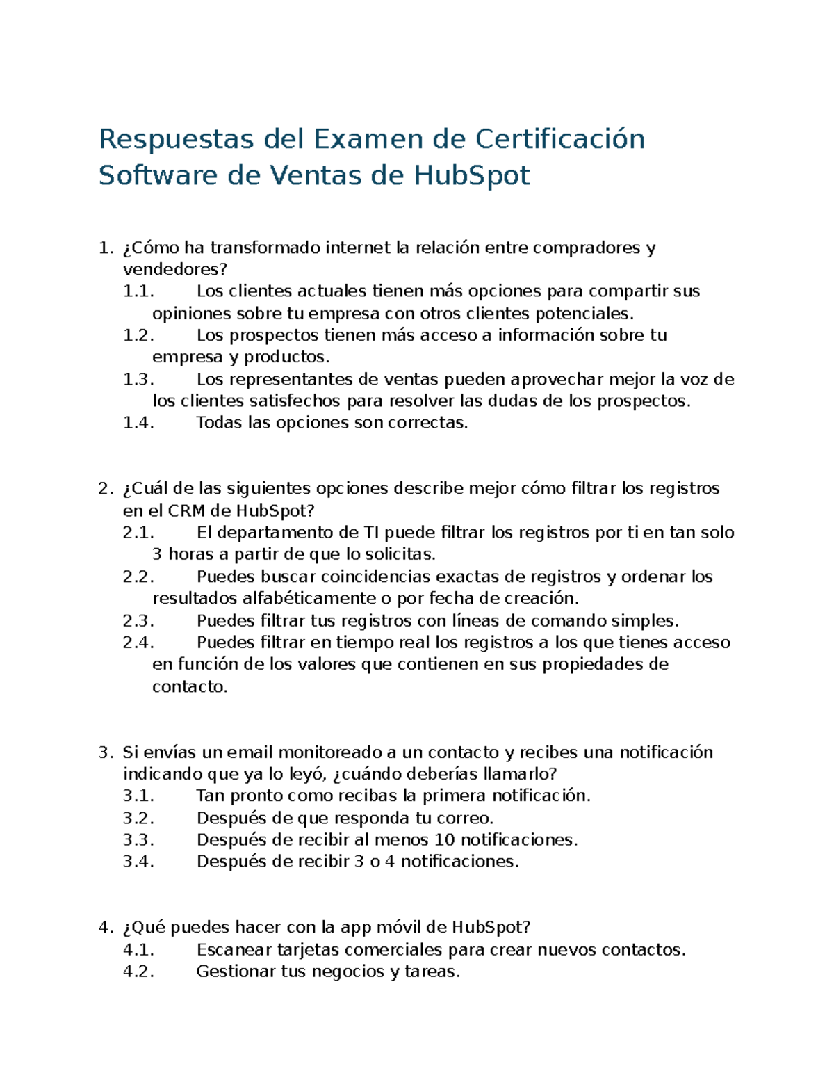 Respuestas del Examen Final de Certificación en Software de Ventas ... Respuestas del Examen Final de Certificación en Software de Ventas ...