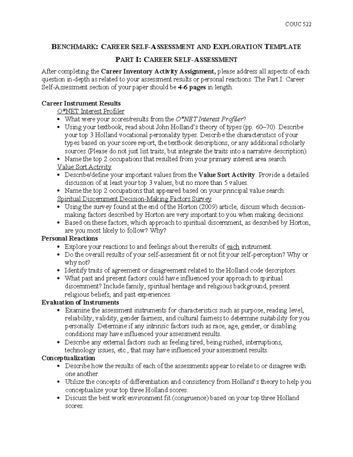 Benchmark Career Self-Assessment & Exploration Guide - Studocu