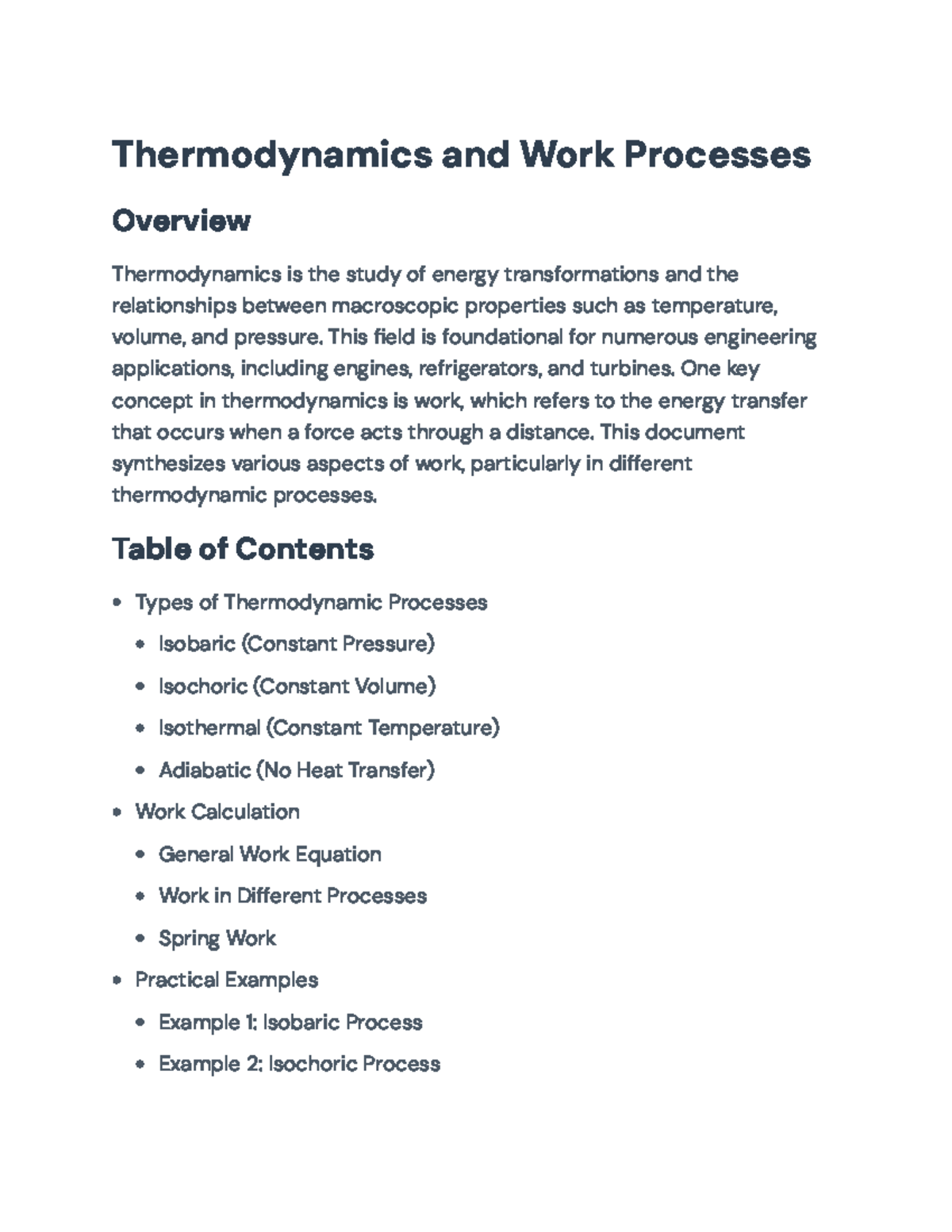 Thermodynamics and Work Processes: A Comprehensive Overview ...