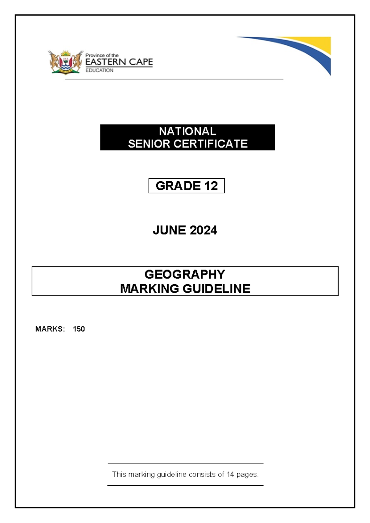 Geography GR12 June 2024 Marking Memo and Guidelines - Studocu