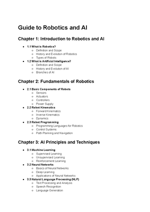 Robandmachsaasa - Guide to Robotics and AI Chapter 1: Introduction to Robotics and AI 1 What is ...