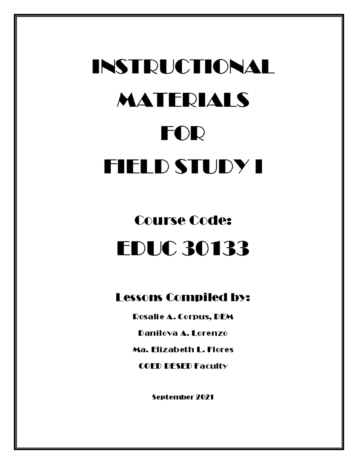 Field Study I: Comprehensive Guide for EDUC 30133 Students - Studocu