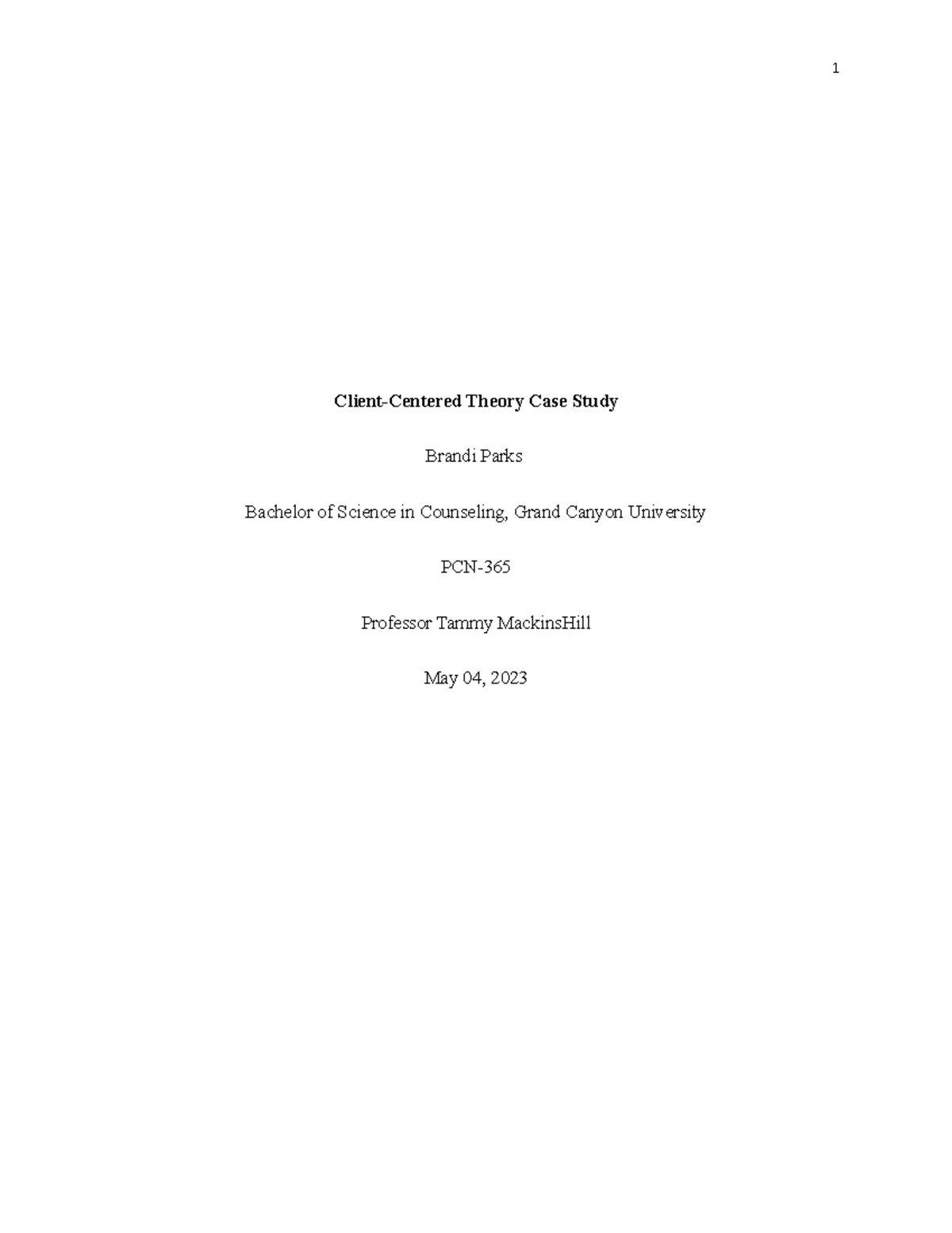 PCN 365 Client-Centered Theory Case Study Analysis and Insights - Studocu