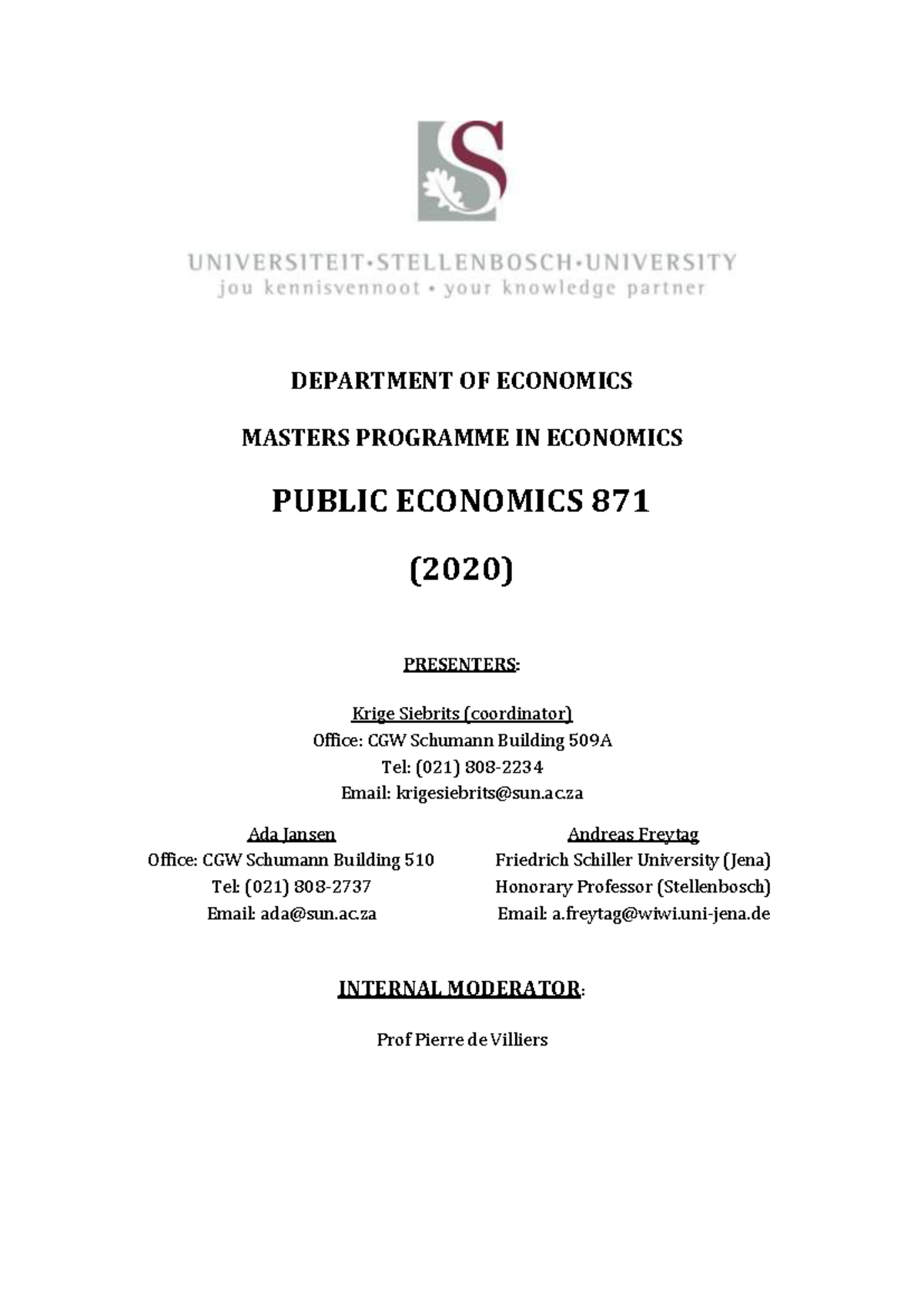 Public Economics Module (ECN 871) Overview and Study Guide - Studocu