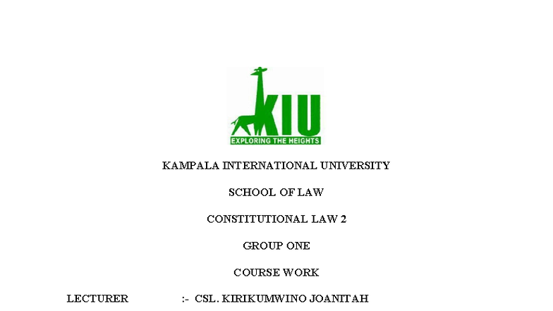 Constitutional Law 2 (LLB 1205) Group 1 Coursework on Rule of Law - Studocu