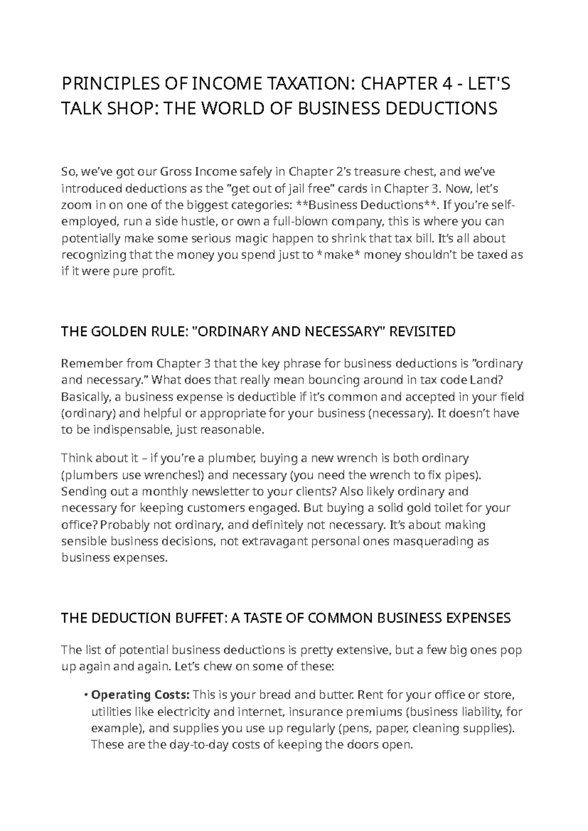 ACC401: Principles of Income Taxation - Chapter 4 Business Deductions ...