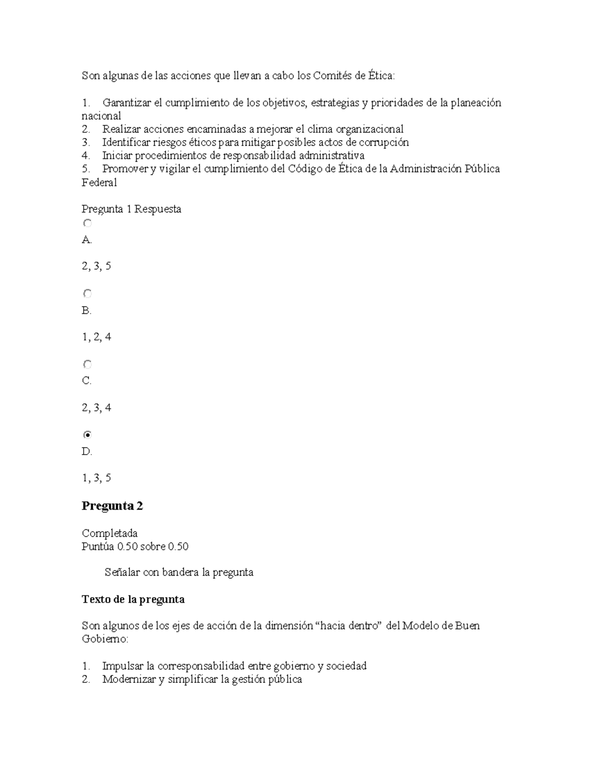 Examen de Ética e Integridad 3: Preguntas y Respuestas - Studocu