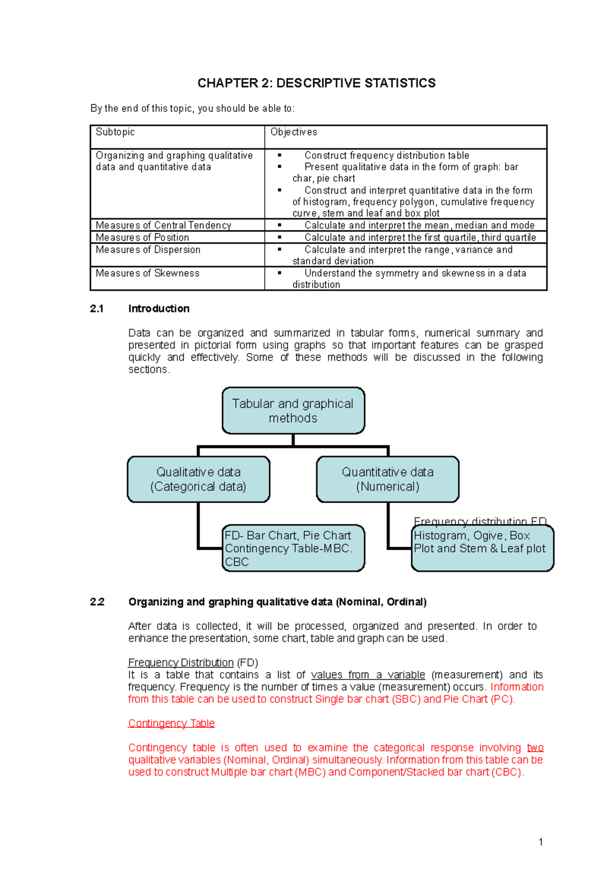 Chapter 2: Descriptive Statistics Overview for STA104 v2020 - Studocu