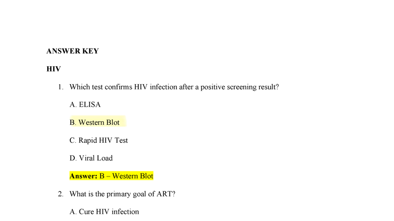 HIV & SLE Final Exam Review - Key Concepts & Answers - Studocu