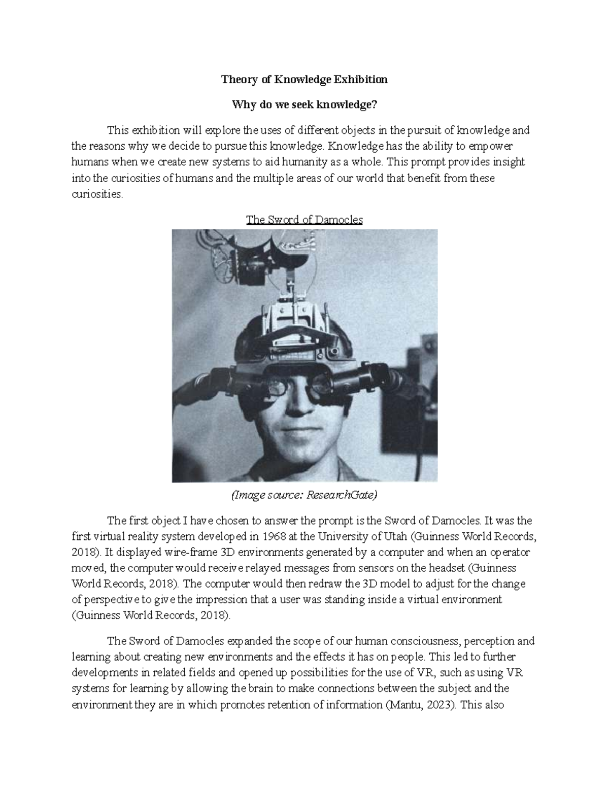 TOK Exhibition: Exploring Knowledge Through Objects and Ethics - Studocu