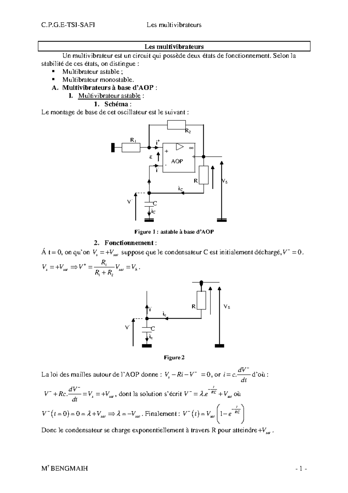 Les multivibrateurs : Étude des circuits astables et monostables - Studocu