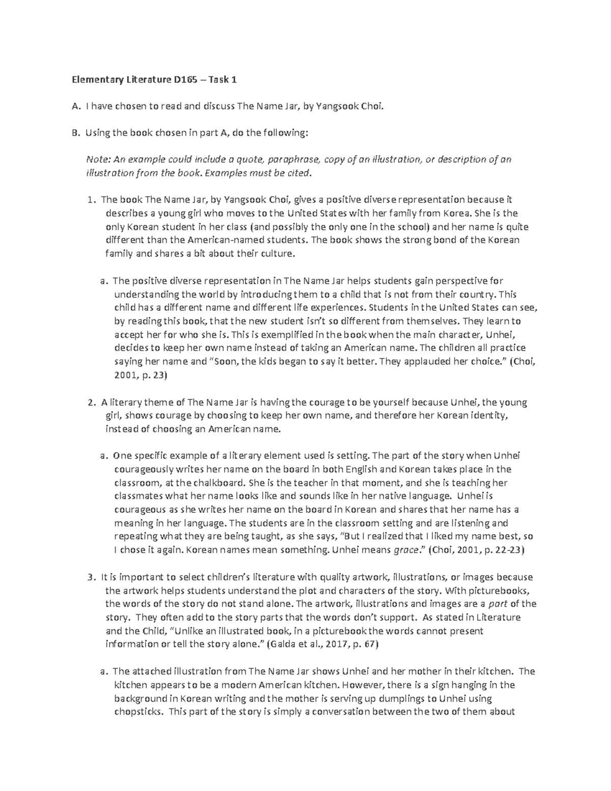 D165 Task 1 Lesson Plan: Exploring Central Themes in The Name Jar - Studocu