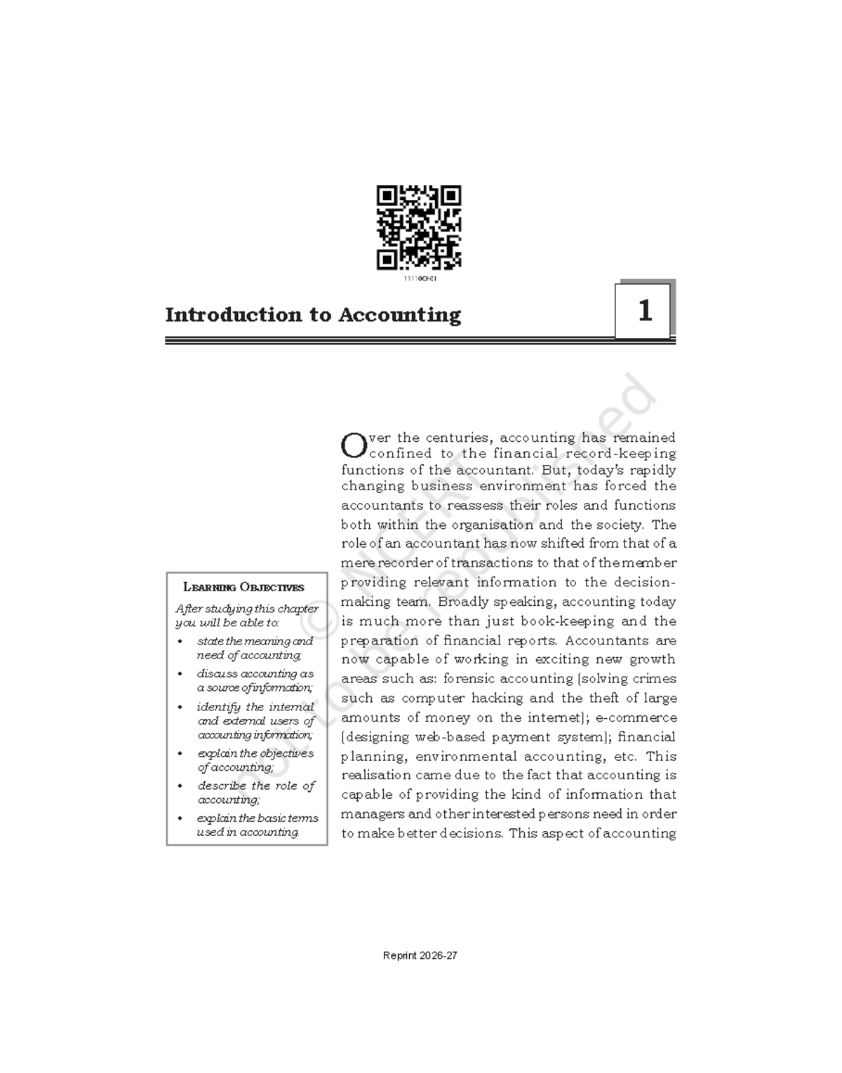 Introduction to Accounting 1 O: Key Learning Objectives and Concepts ...