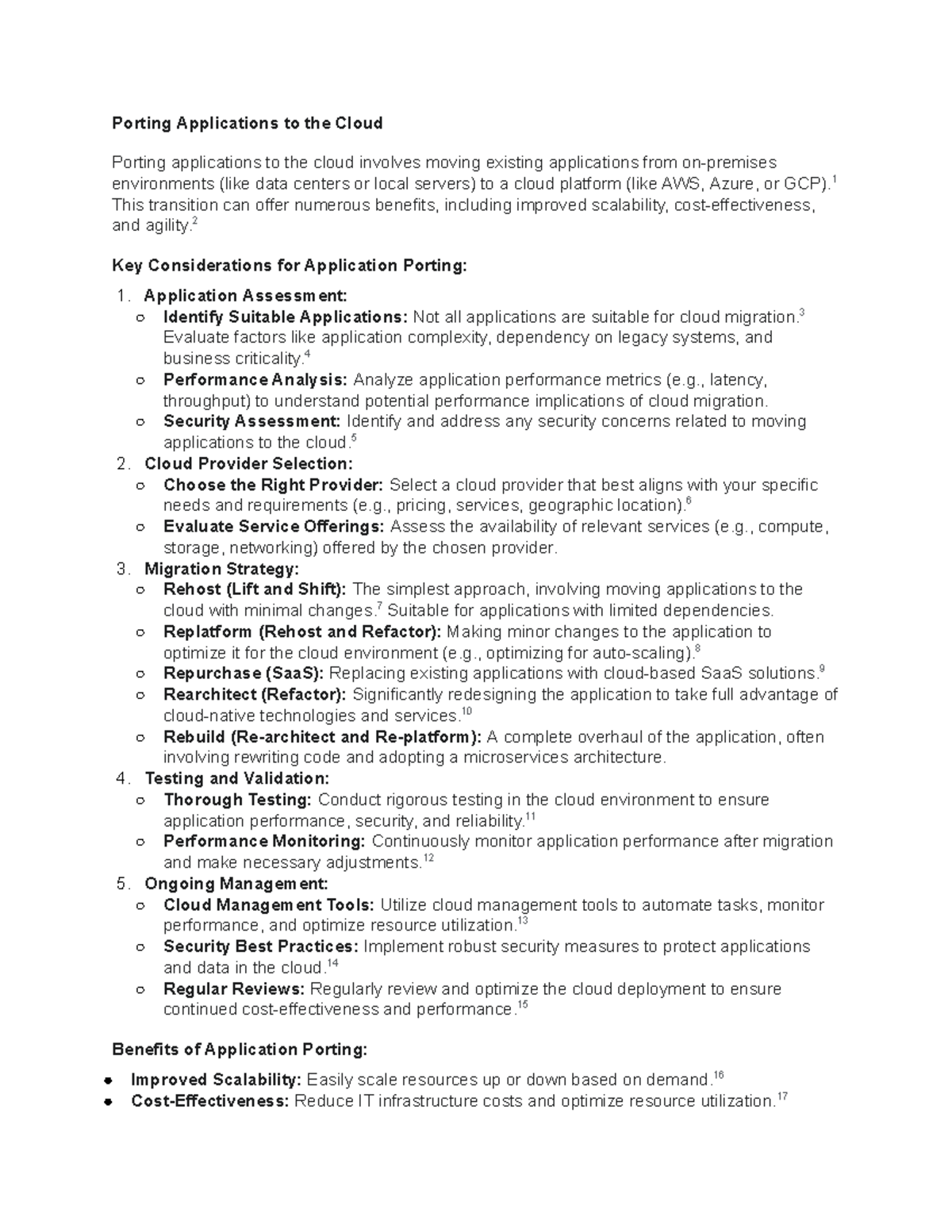 Porting Applications to the Cloud: Key Strategies and Benefits - Studocu