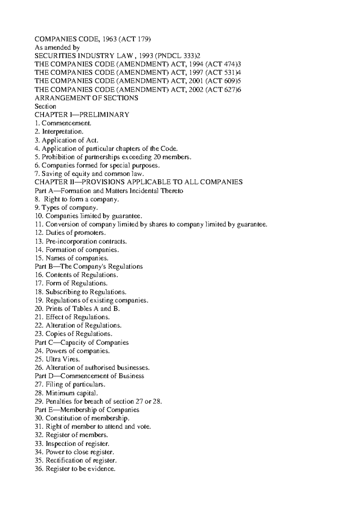 Companies Code, 1963 (Act 179) - Overview and Amendments - Studocu