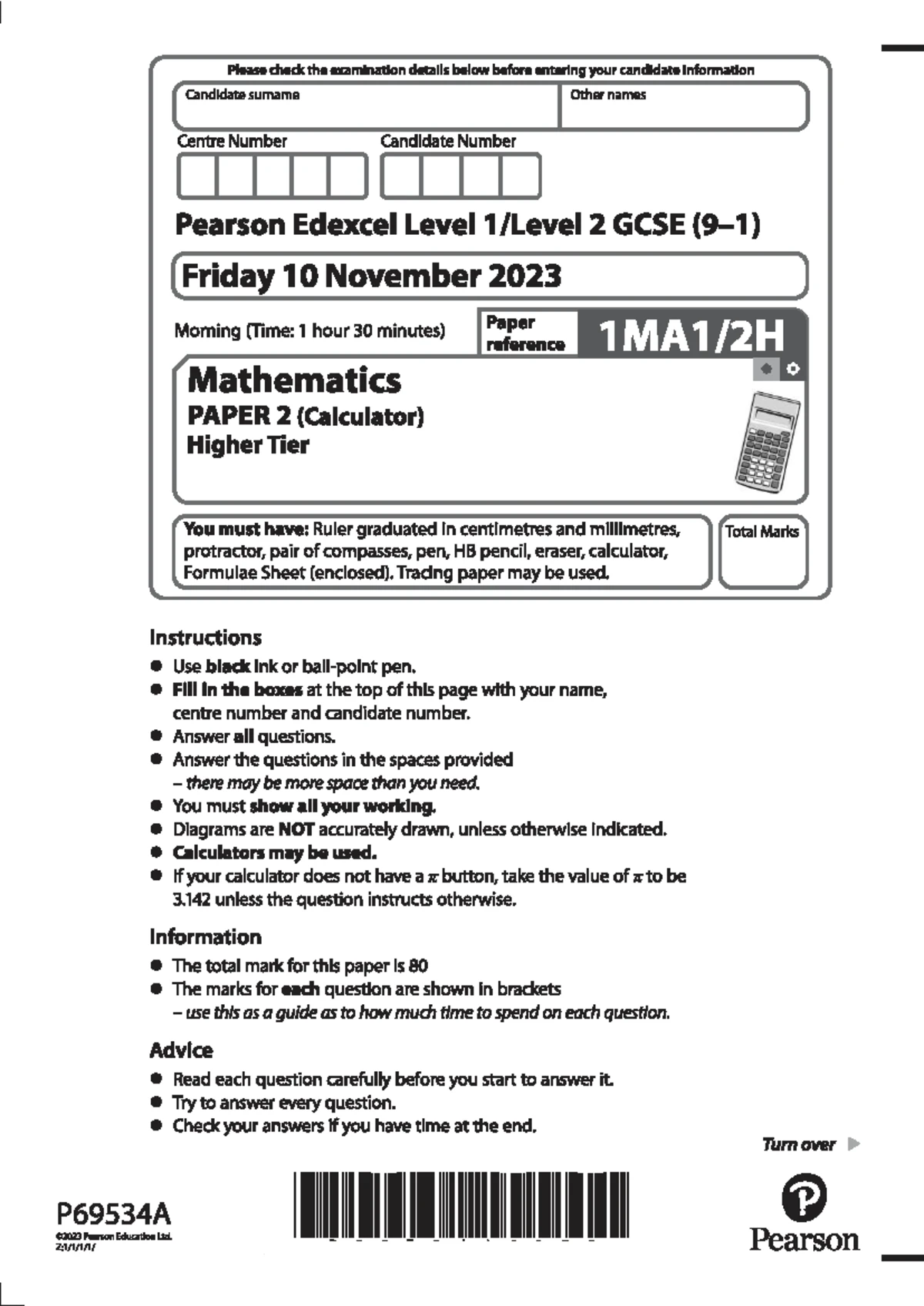 Pearson Edexcel Level 2 Extended Mathematics Certificate 7m20 Spec