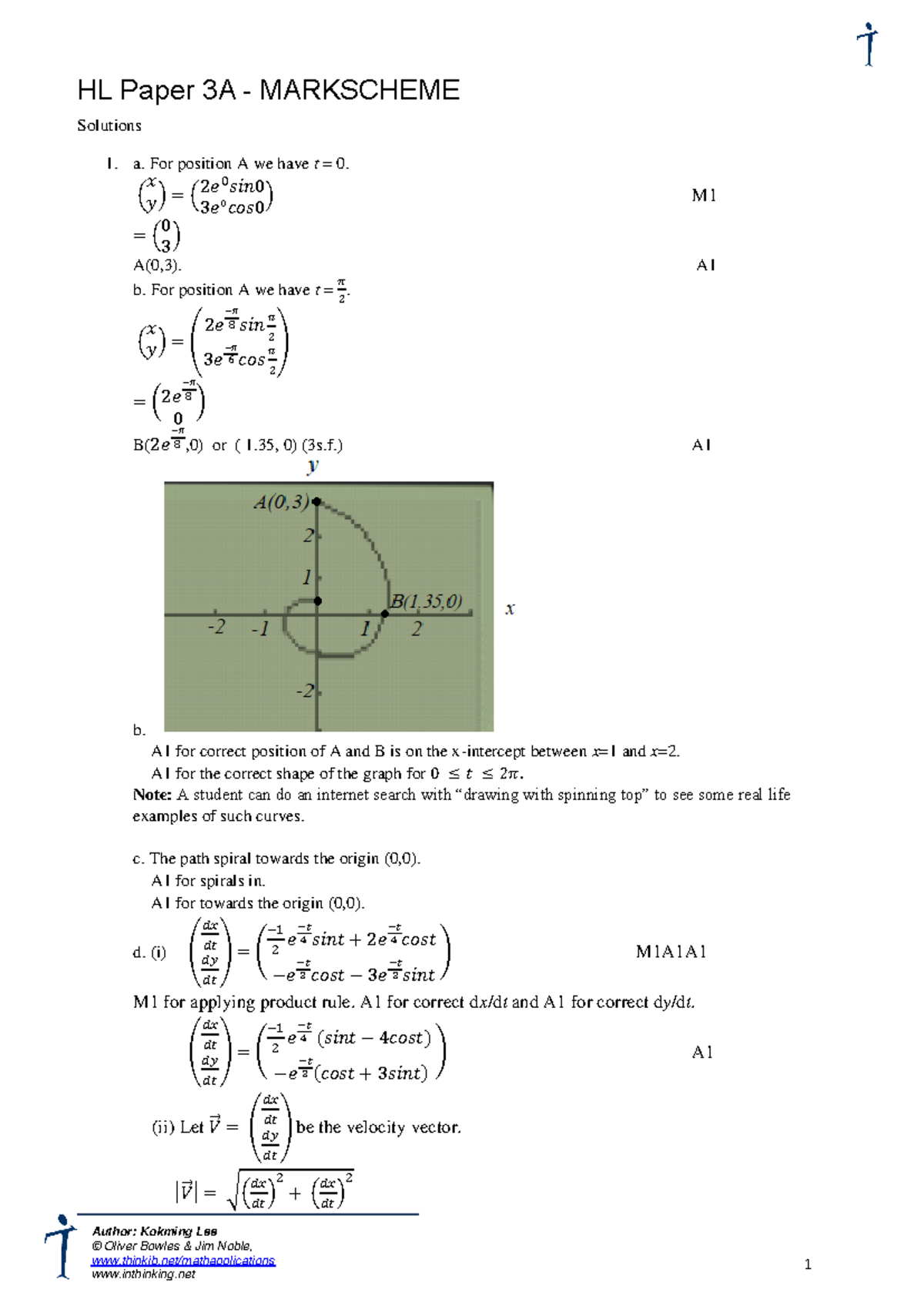 HL Math Applications Paper 3A - Mark Scheme & Solutions - Studocu