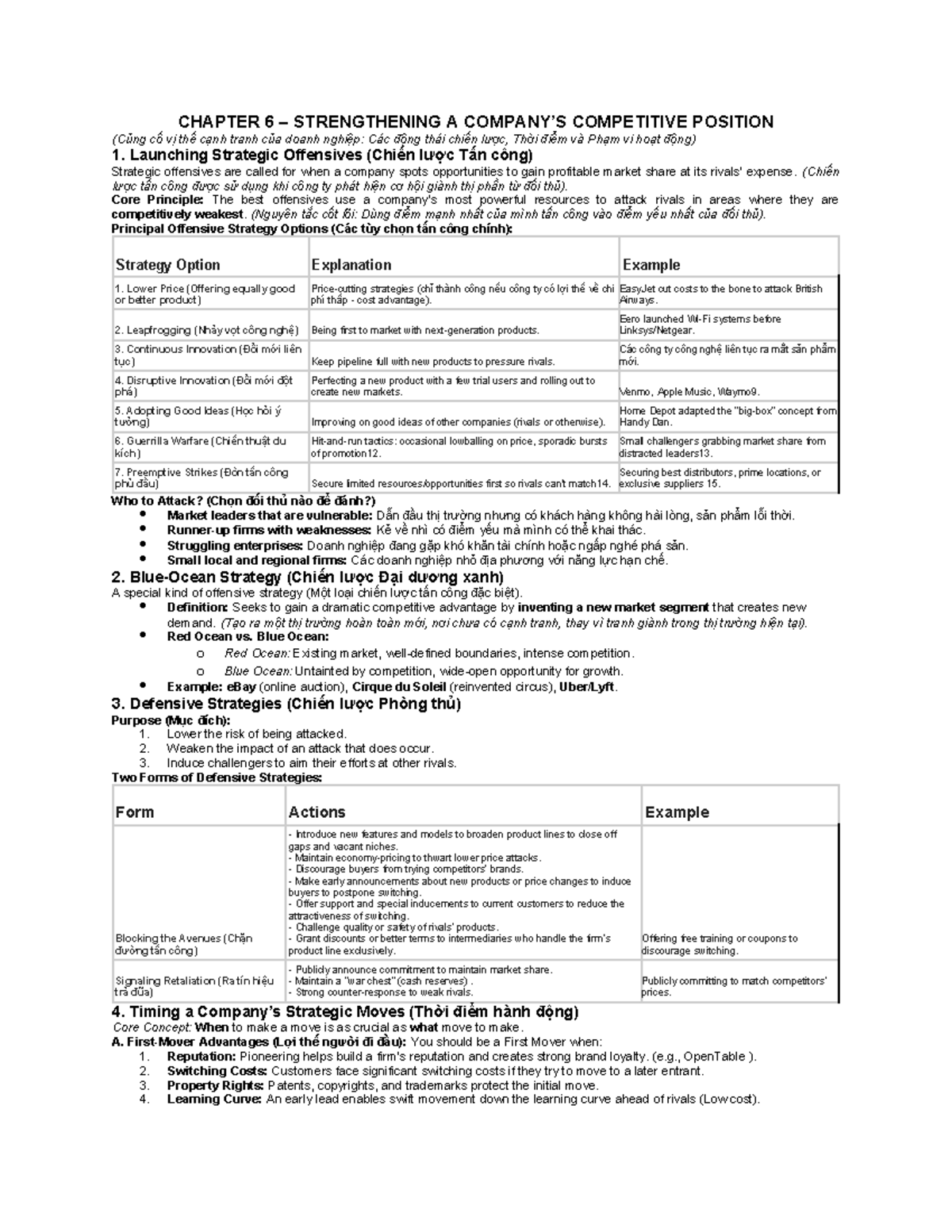 CHAPTER SUMMARY – STRENGTHENING COMPETITIVE POSITION & STRATEGIES (SFI ...