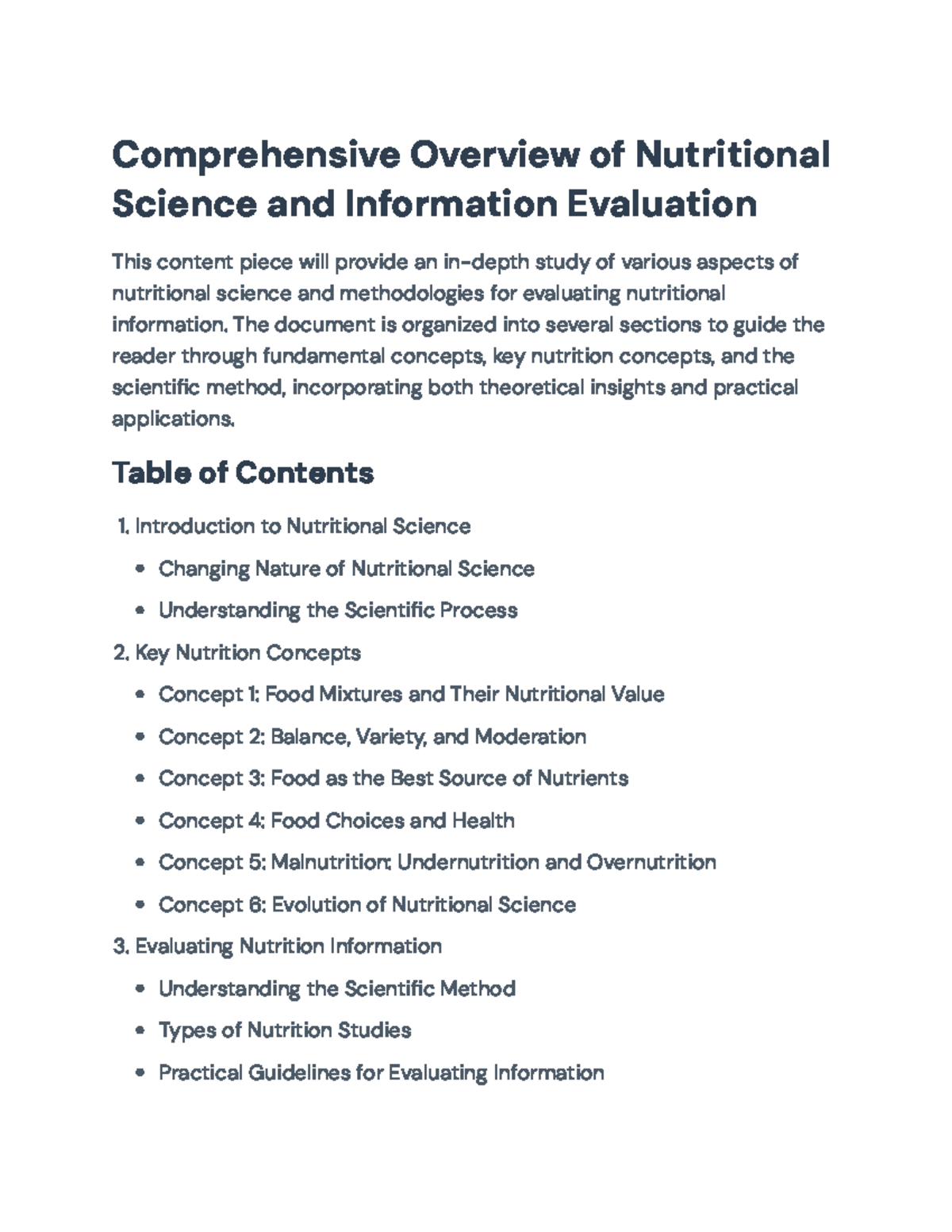 Nutritional Science Overview and Information Evaluation: A Guide ...