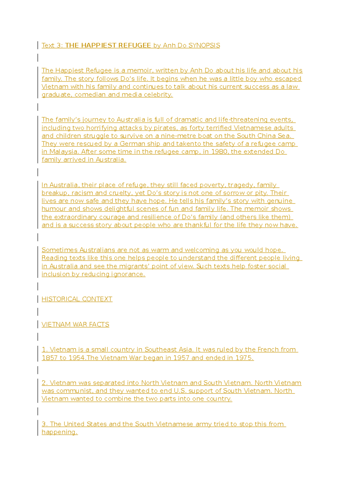 Happiest Refugee: Ahn Do's Journey from Vietnam to Australia - Studocu