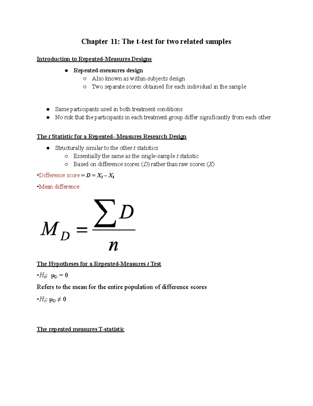 Chapter 11: The t-test for Two Related Samples - PSY380 Notes - Studocu