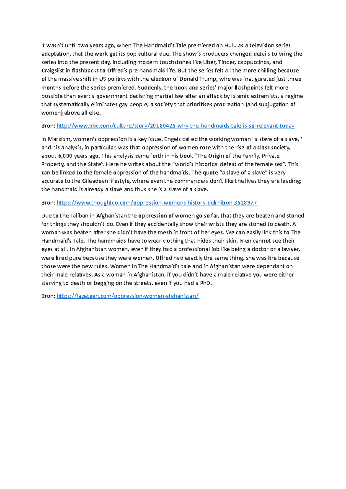 Global Issues in The Handmaid’s Tale: A Modern Analysis - Studeersnel