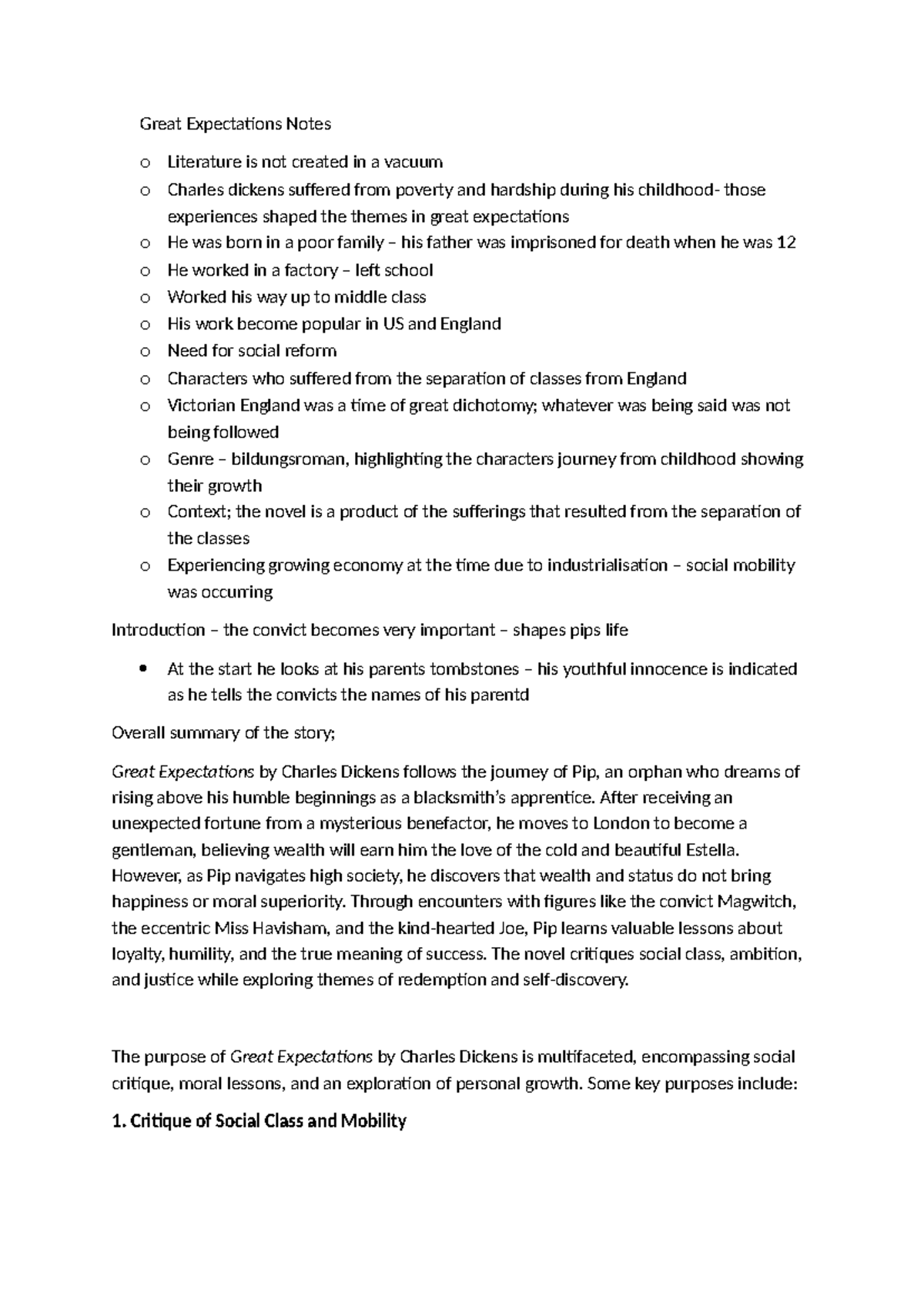 Great Expectations (ENG 101) Study Notes: Themes & Character Analysis ...