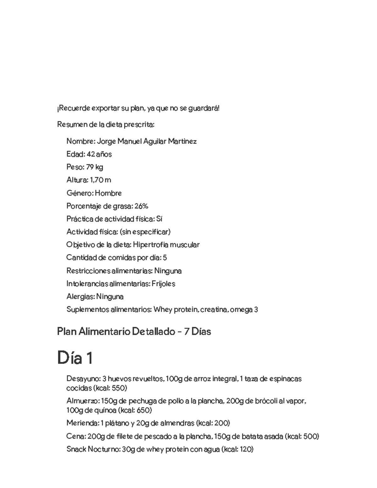 Dietas Personalizadas: Plan Alimentario para Hipertrofia Muscular - Studocu