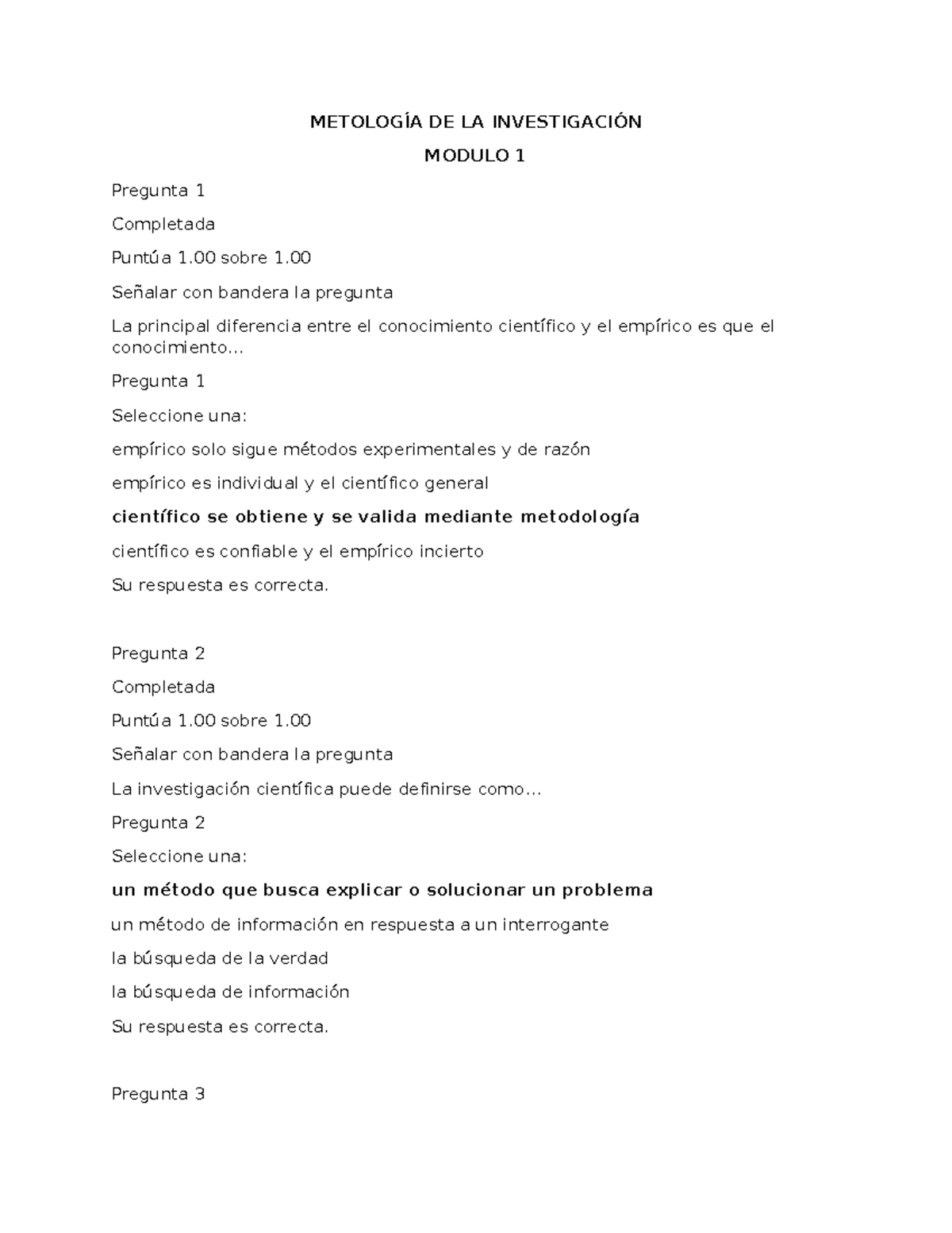 Módulo 1: Metodología de la Investigación - Respuestas a Preguntas Clave - Studocu