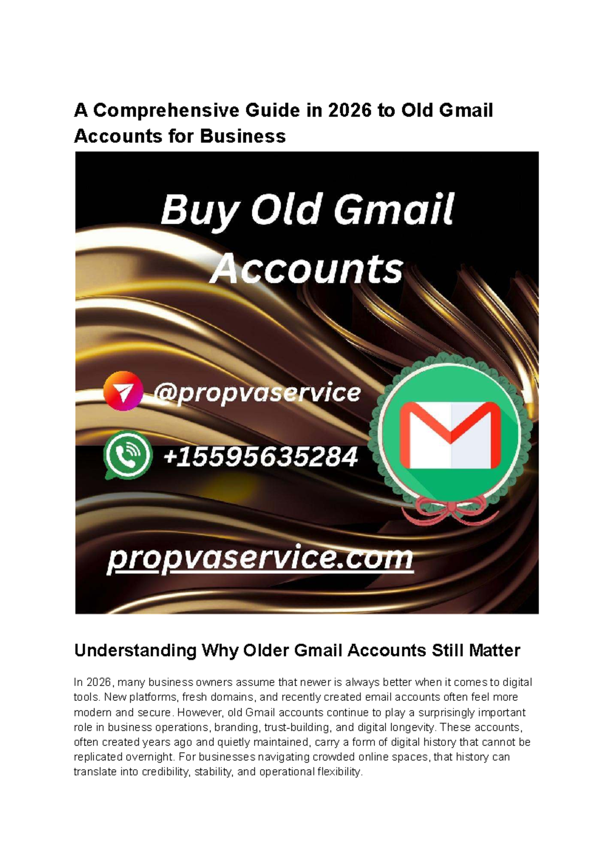 A Comprehensive Guide to Old Gmail Accounts for Business (2026) - Studocu