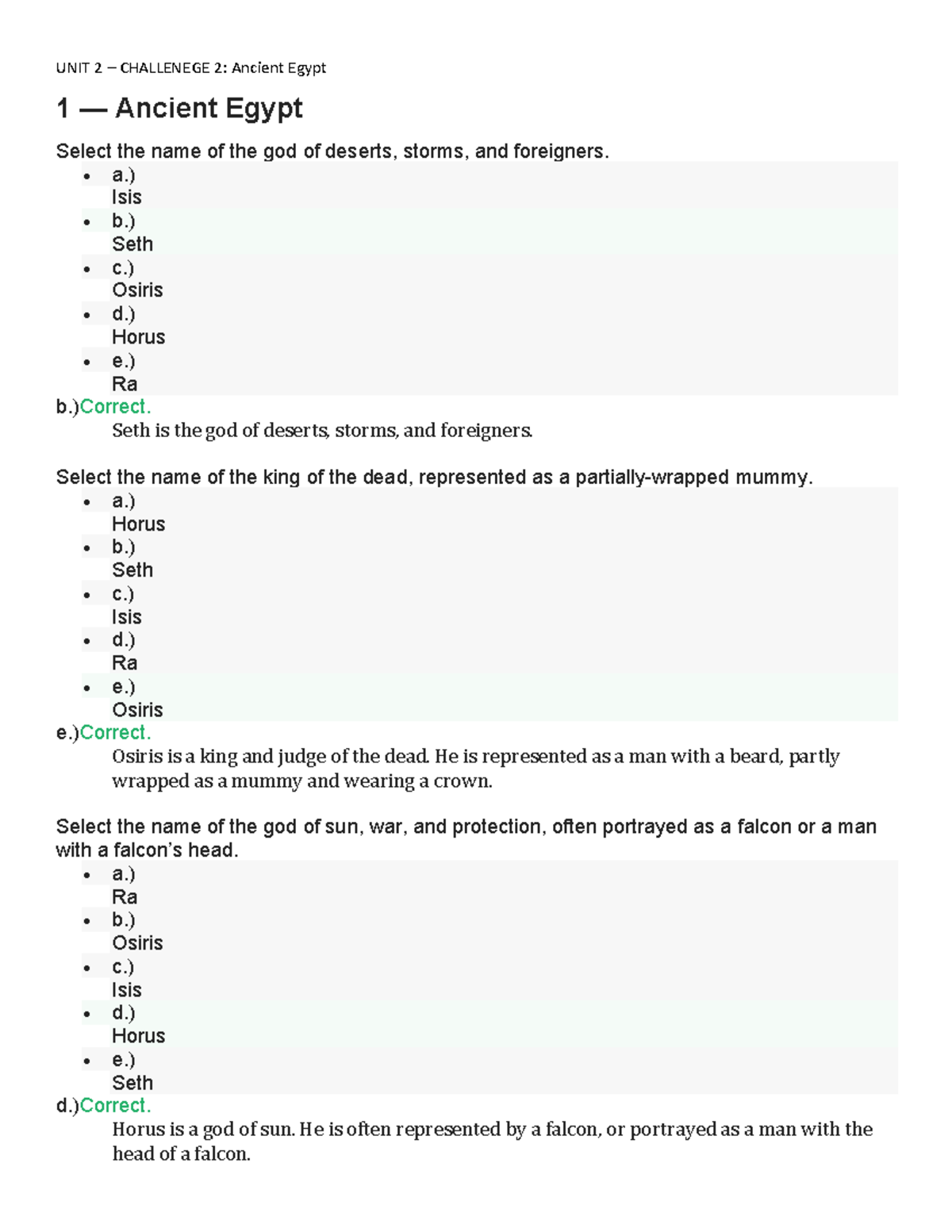 UNIT 2 – CHALLENGE 2: Exploring Ancient Egypt & Its Architecture - Studocu