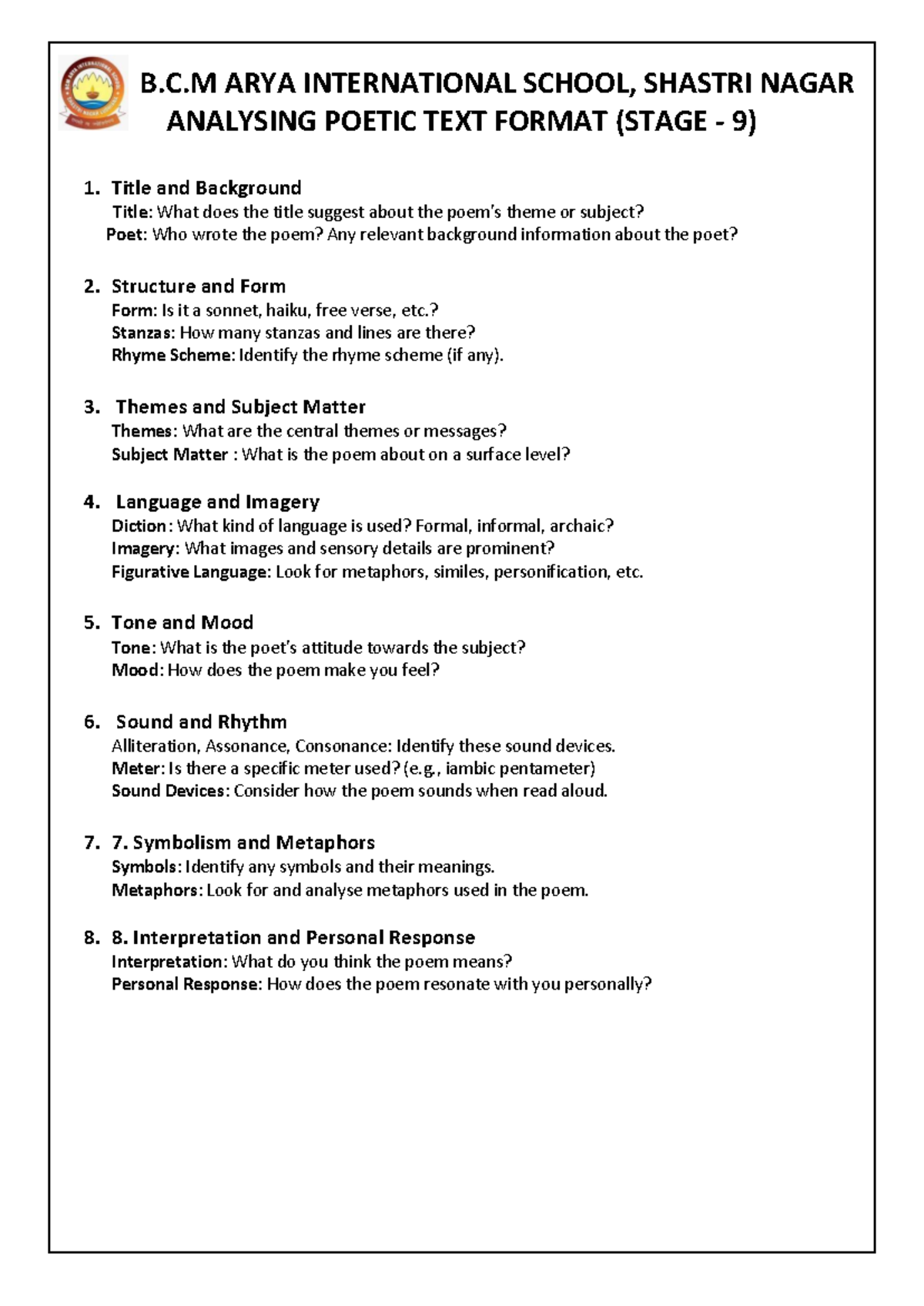 1290-c-5982-Stage 9 Poetic Text Analysis Guide - Studocu