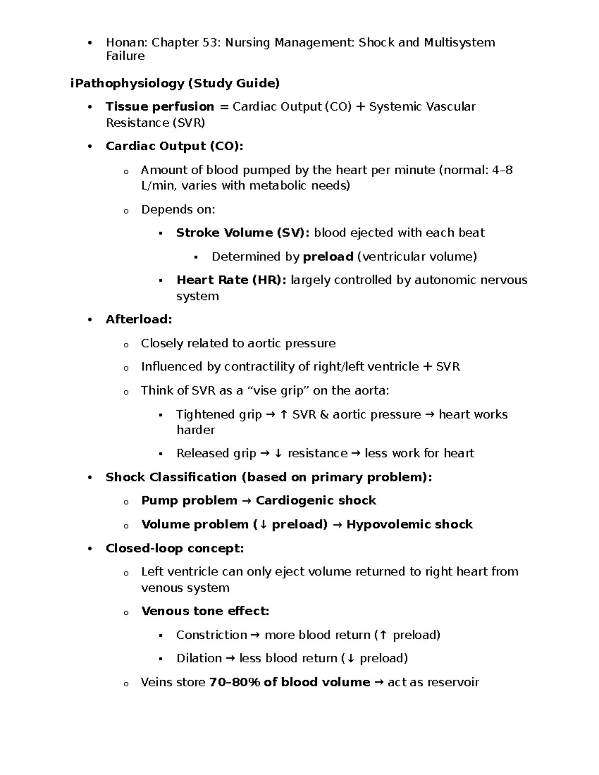 Honan: Chapter 53 - Nursing Management of Shock & Multisystem Failure ...