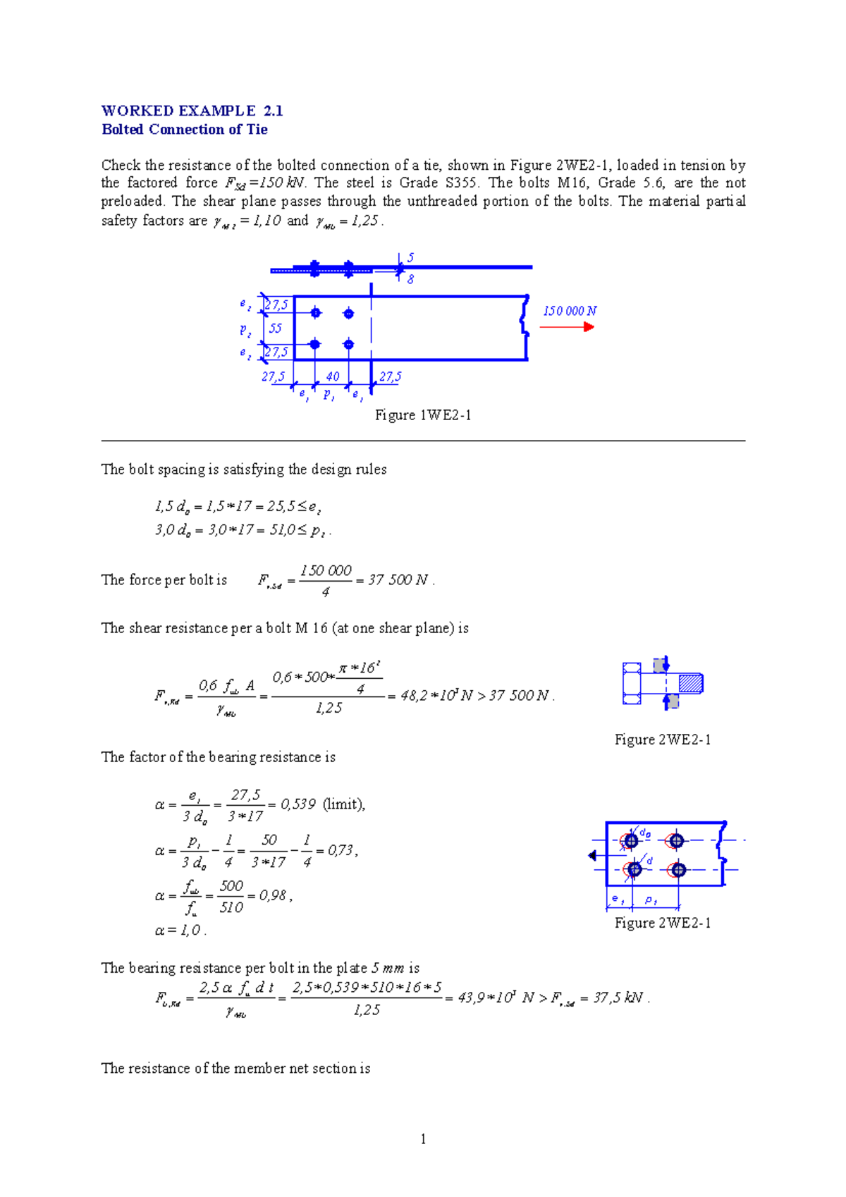 Bolts-Example 2-1 - Bolts examples - WORKED EXAMPLE 2 Bolted Connection ...