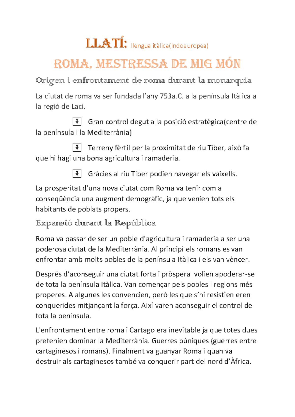 Llatí - Apuntes primer tema latín introducción - LLATÍ: llengua itàlica ...