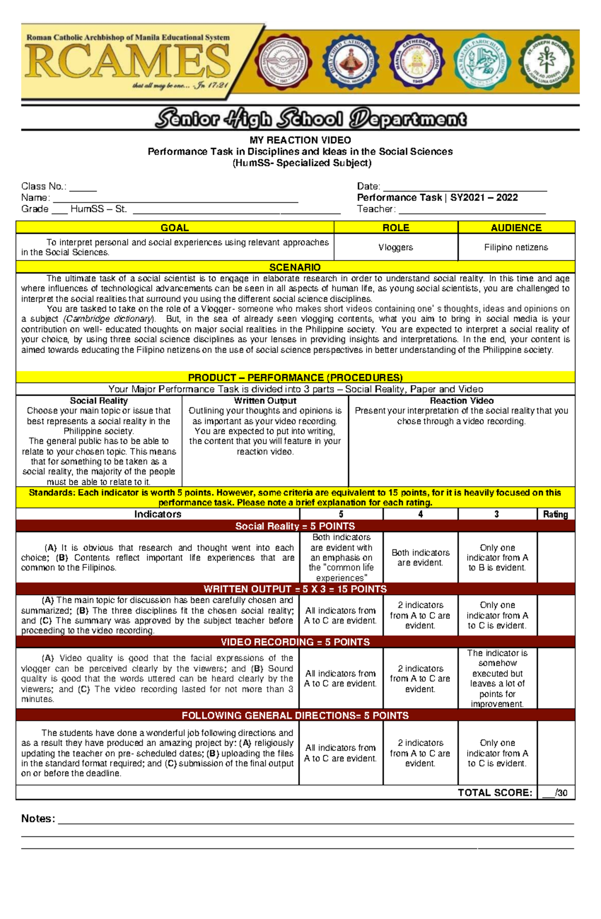 HumSS Major Performance Task: Creating a Social Reality Reaction Video ...