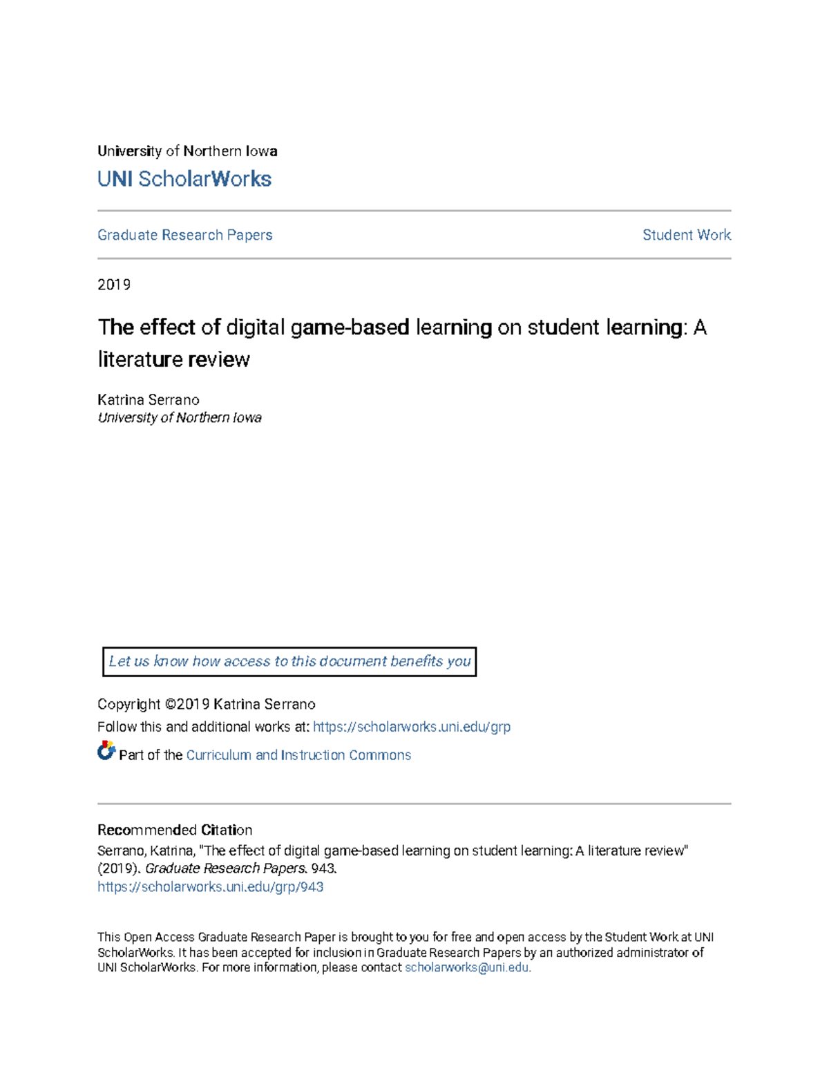 The effect of digital game-based learning on student learning A - uni ...