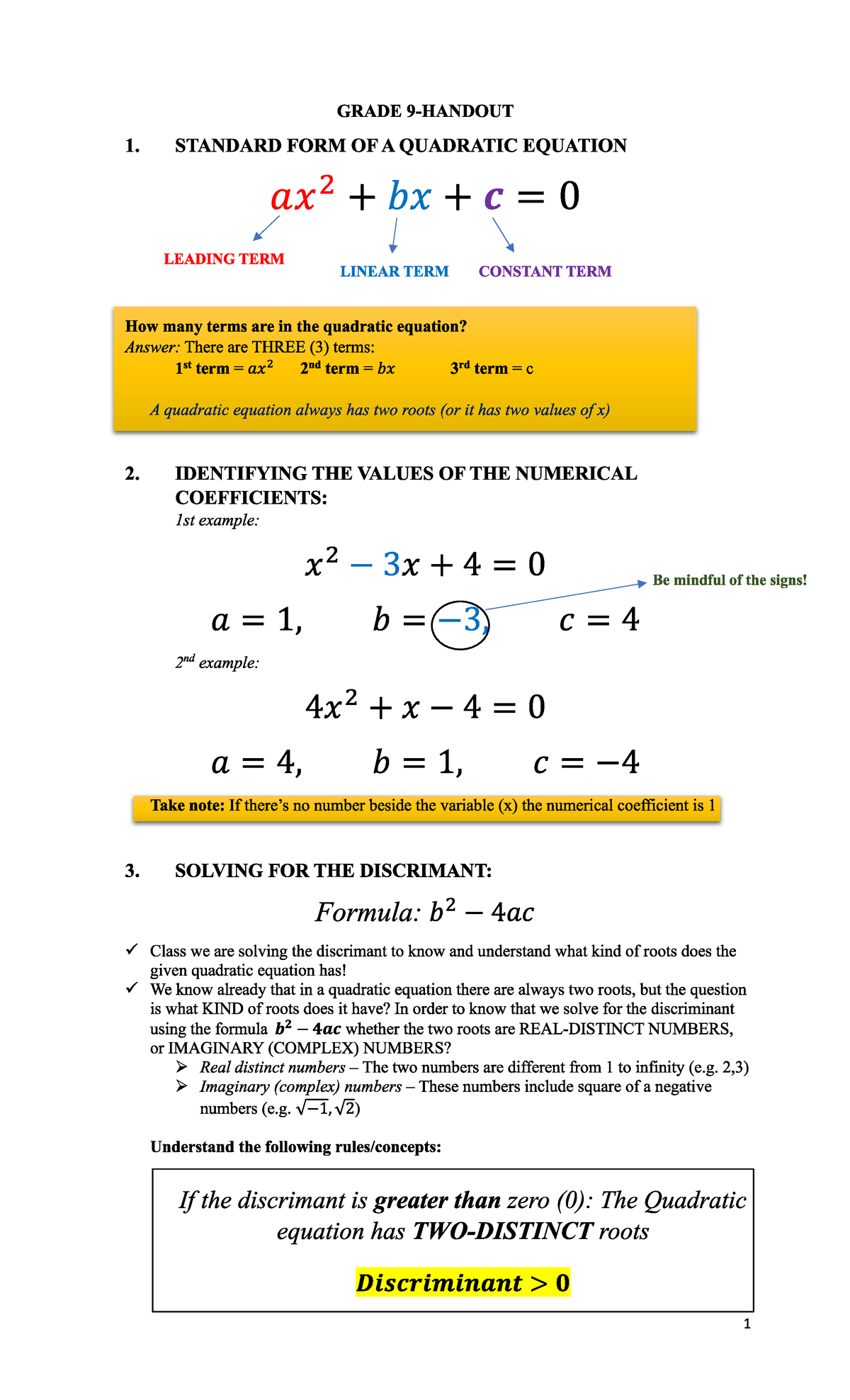 Grade 9 Final Exam: Understanding Quadratic Equations and Their Roots ...