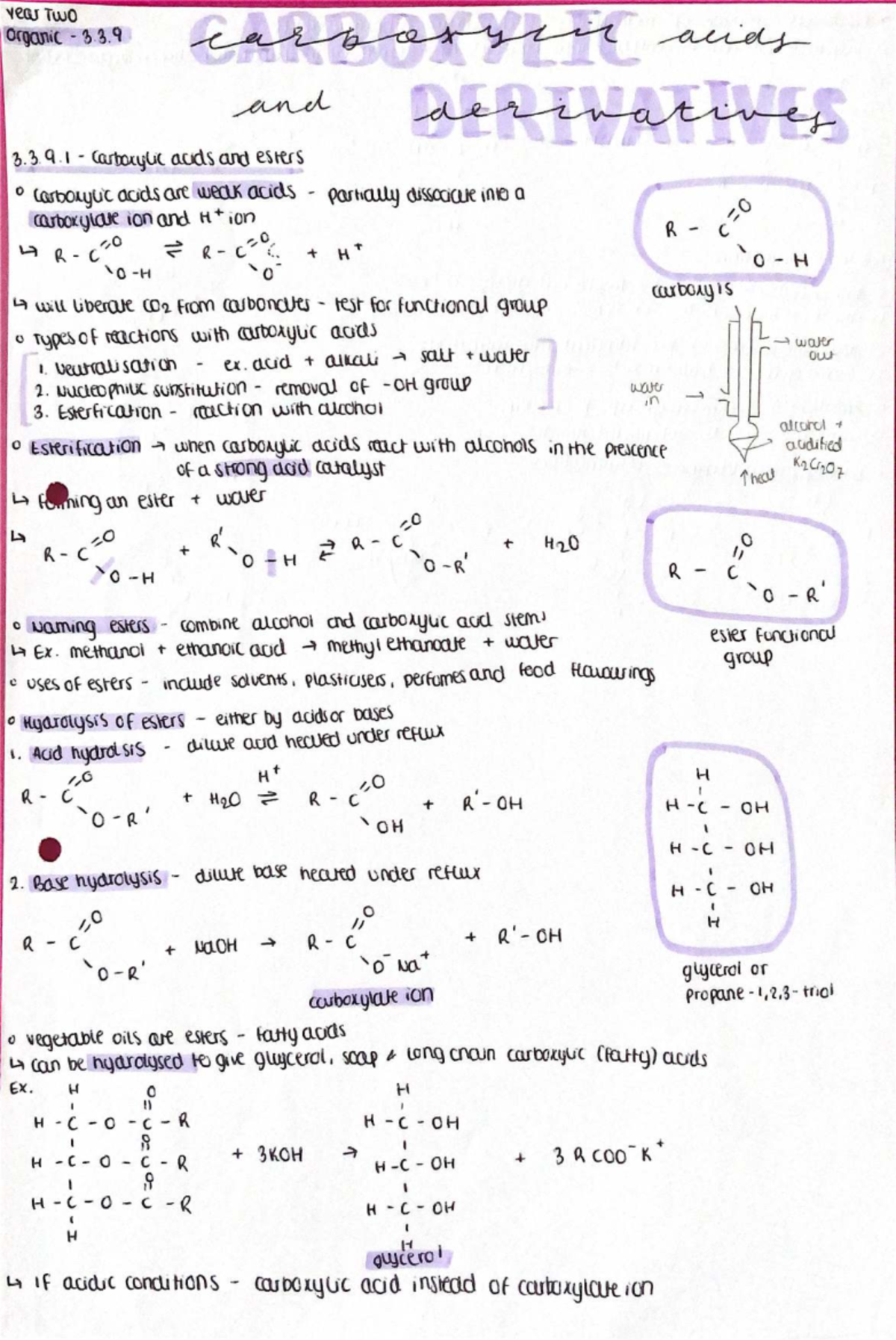 Year 2 Organic Chemistry: Carboxylic Acids & Derivatives (3.3.9) - Studocu