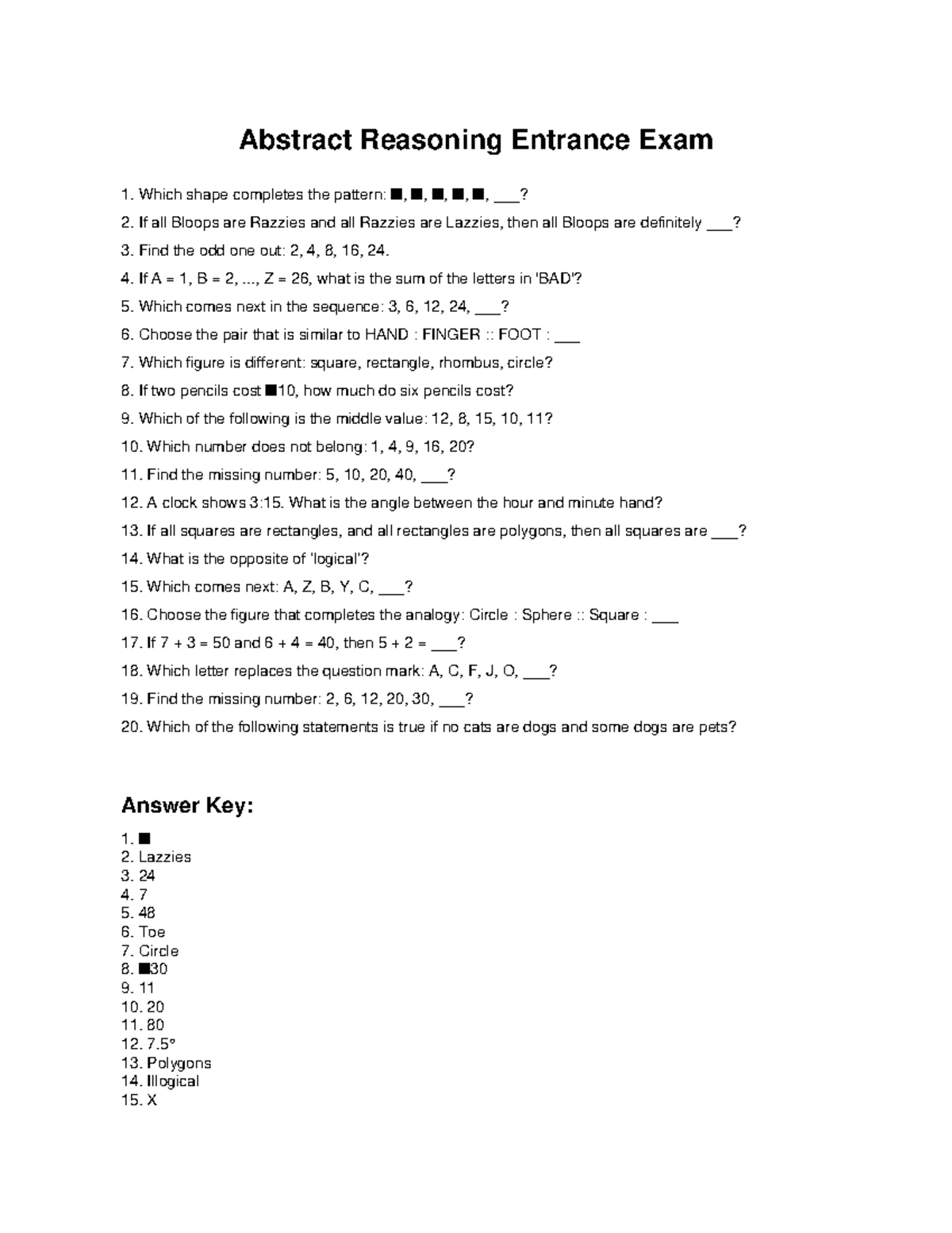 Abstract Reasoning Entrance Exam - Inbound 7021091760466765747 - Studocu