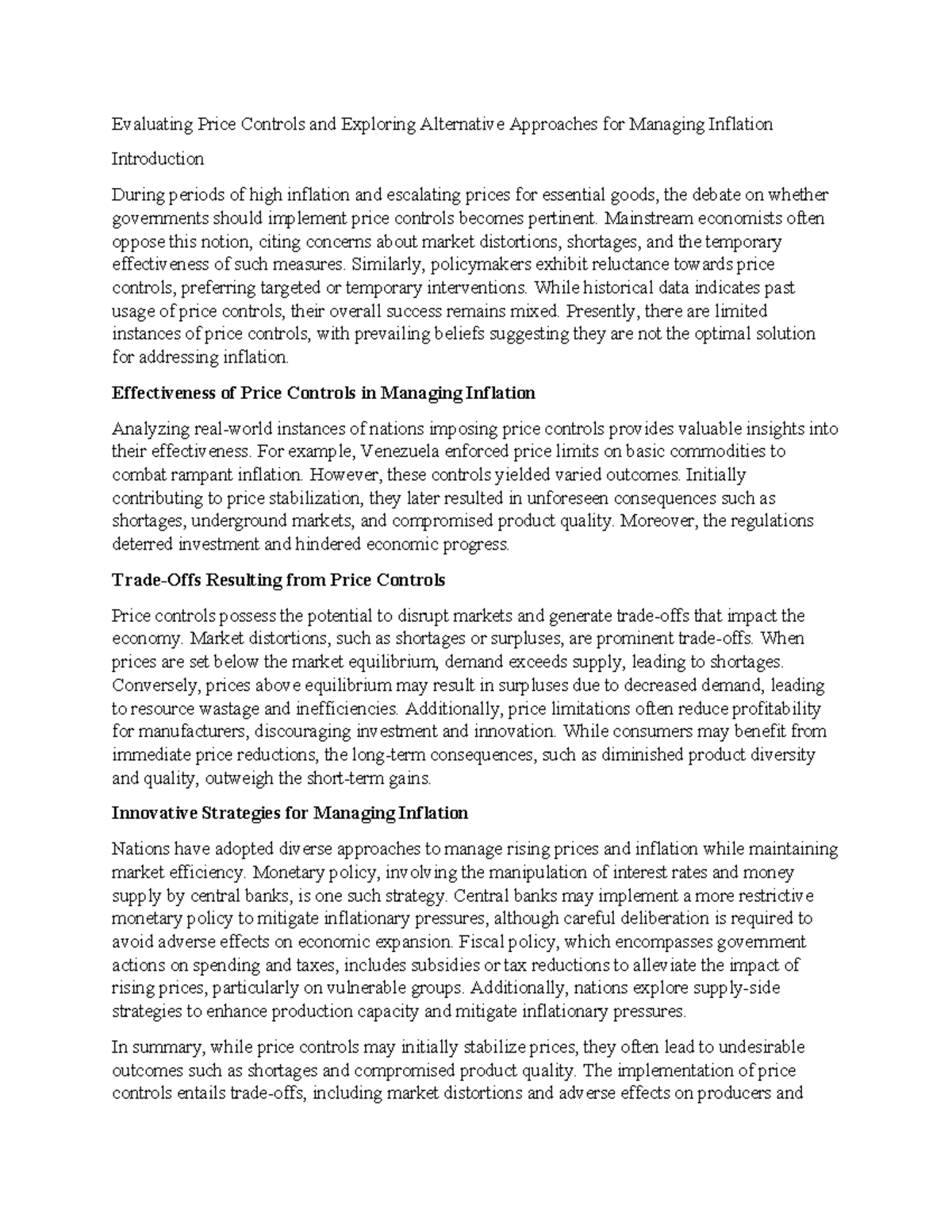 Discussion Forum Unit 2 - Evaluating Price Controls and Exploring ...